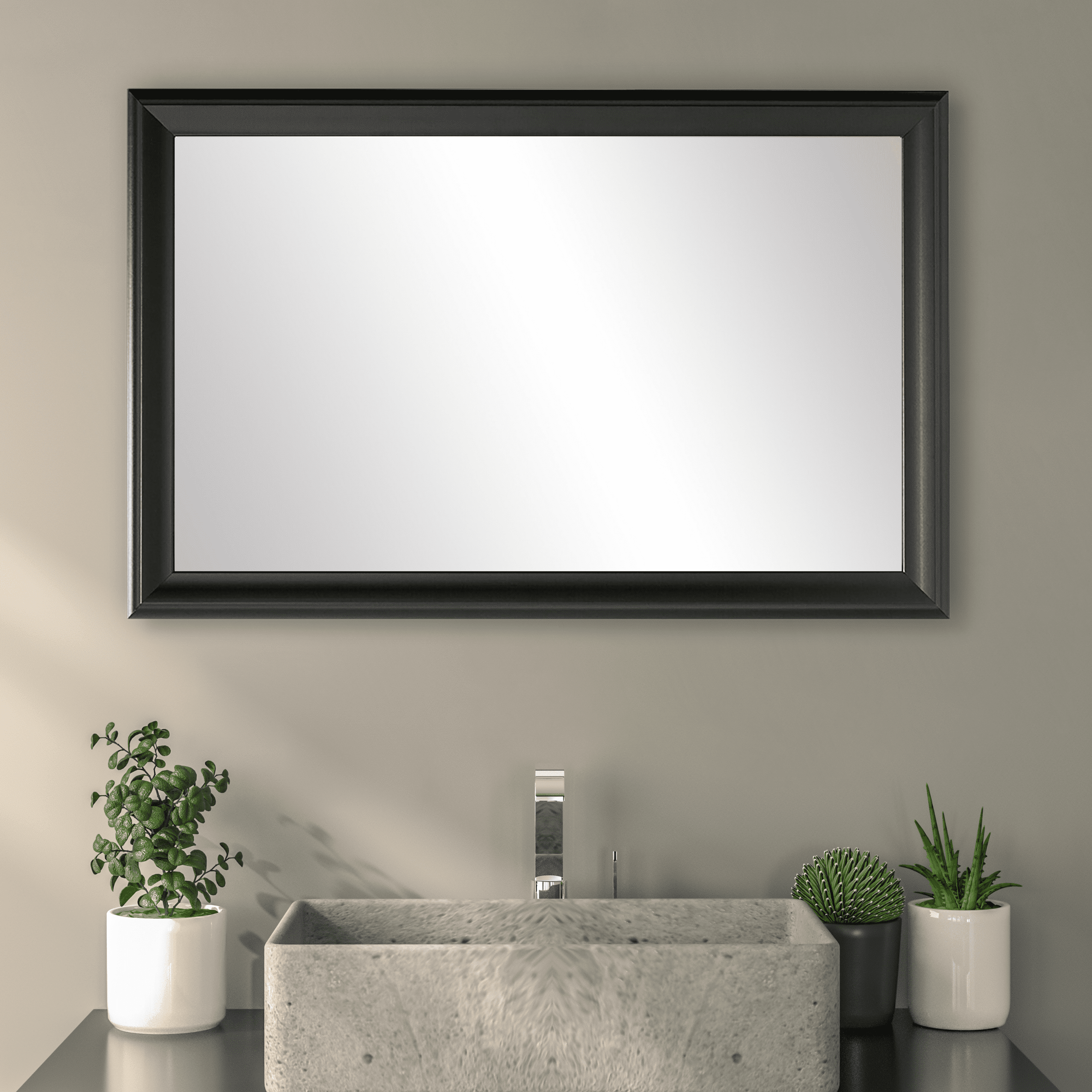 Frame My Mirror Framed Wall Mirror - Black 36" x 48" Mirror - Ideal for ...