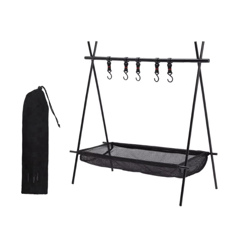 Frame+Net Bag Camping Rack Folding Camping Tripod Travel Sundries ...