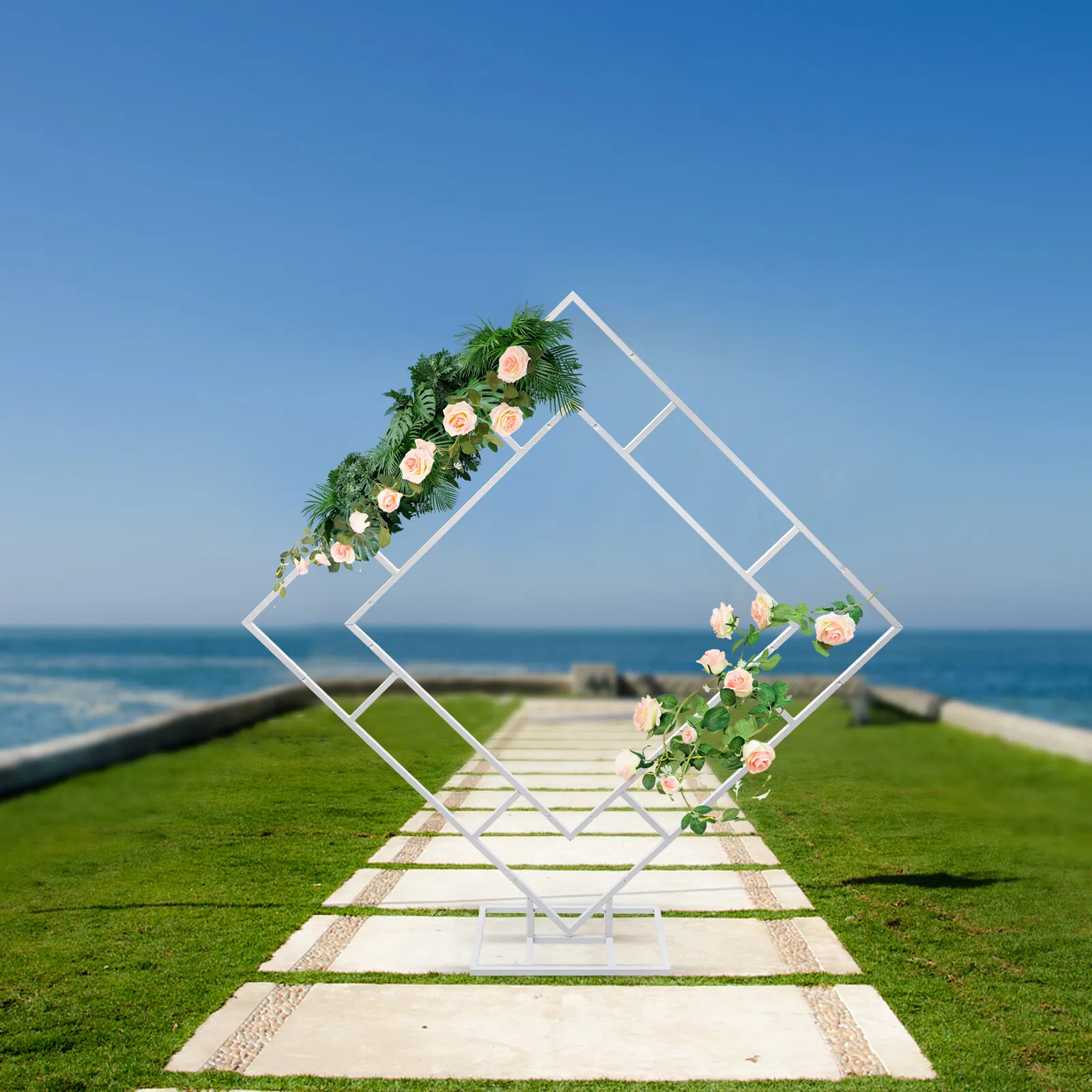 Frame Rack Wedding Backdrop Stand White Metal Wedding Balloon Arch Kit ...