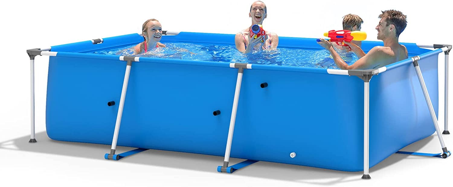 Frame Swimming Pool, 10ft x 6.7ft x 30in Rectangular Above Ground Pools ...