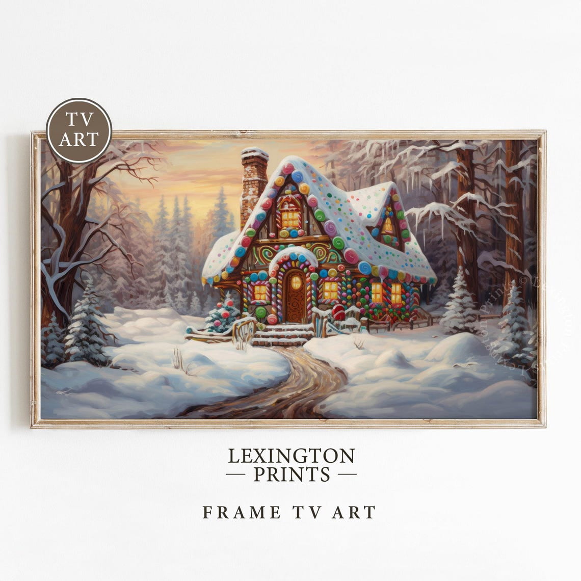 Frame Tv Art Gingerbread House Wall Art Winter Cottagecore Vintage ...