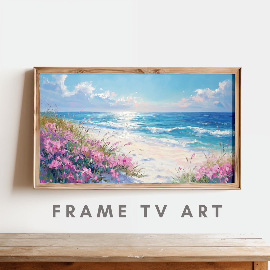 Frame Tv Art Summer Ocean Wildflowers Coastal Pathway Seascape Painting ...