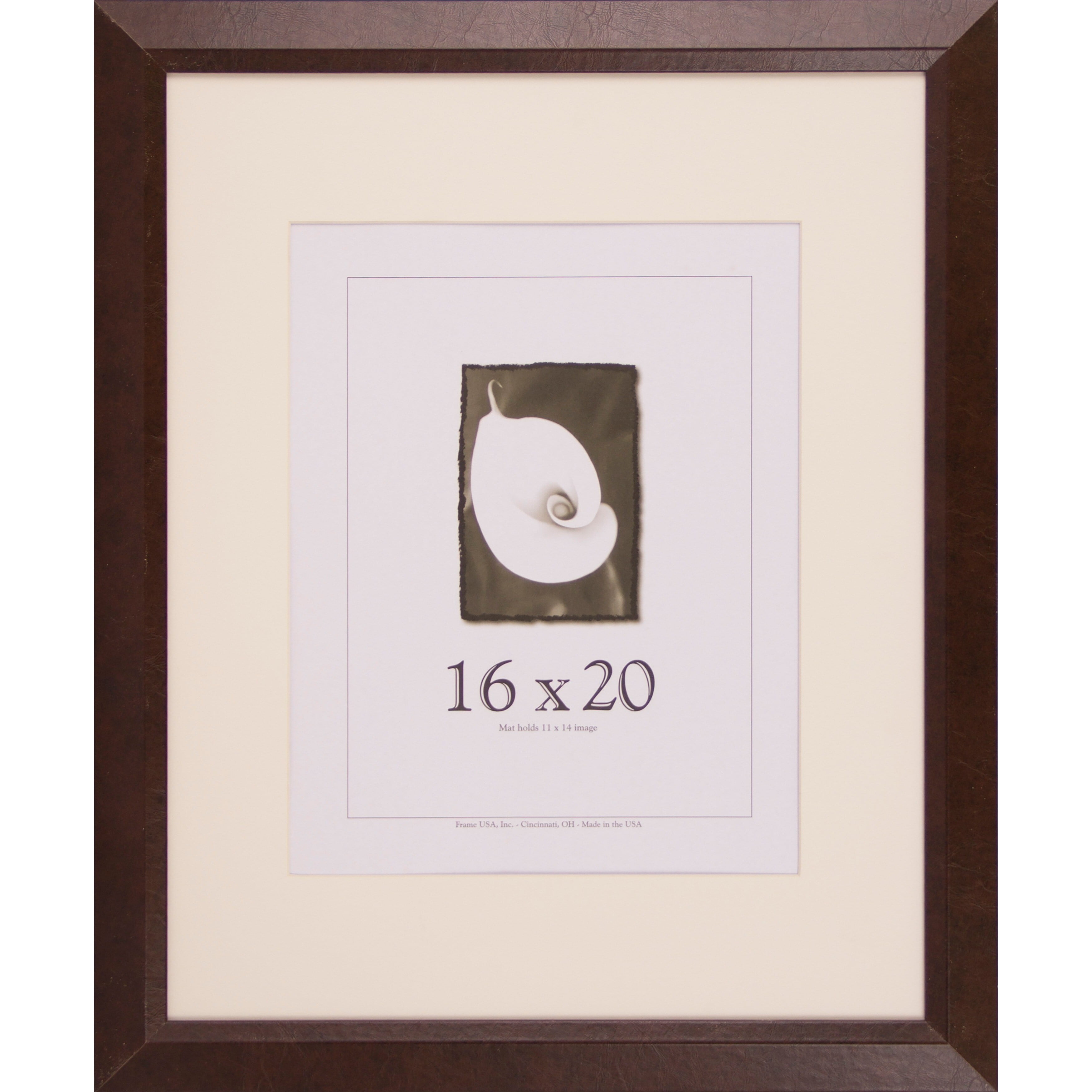 Frame USA Black/Brown Wooden 16-inch x 20-inch Leather Picture Frame ...