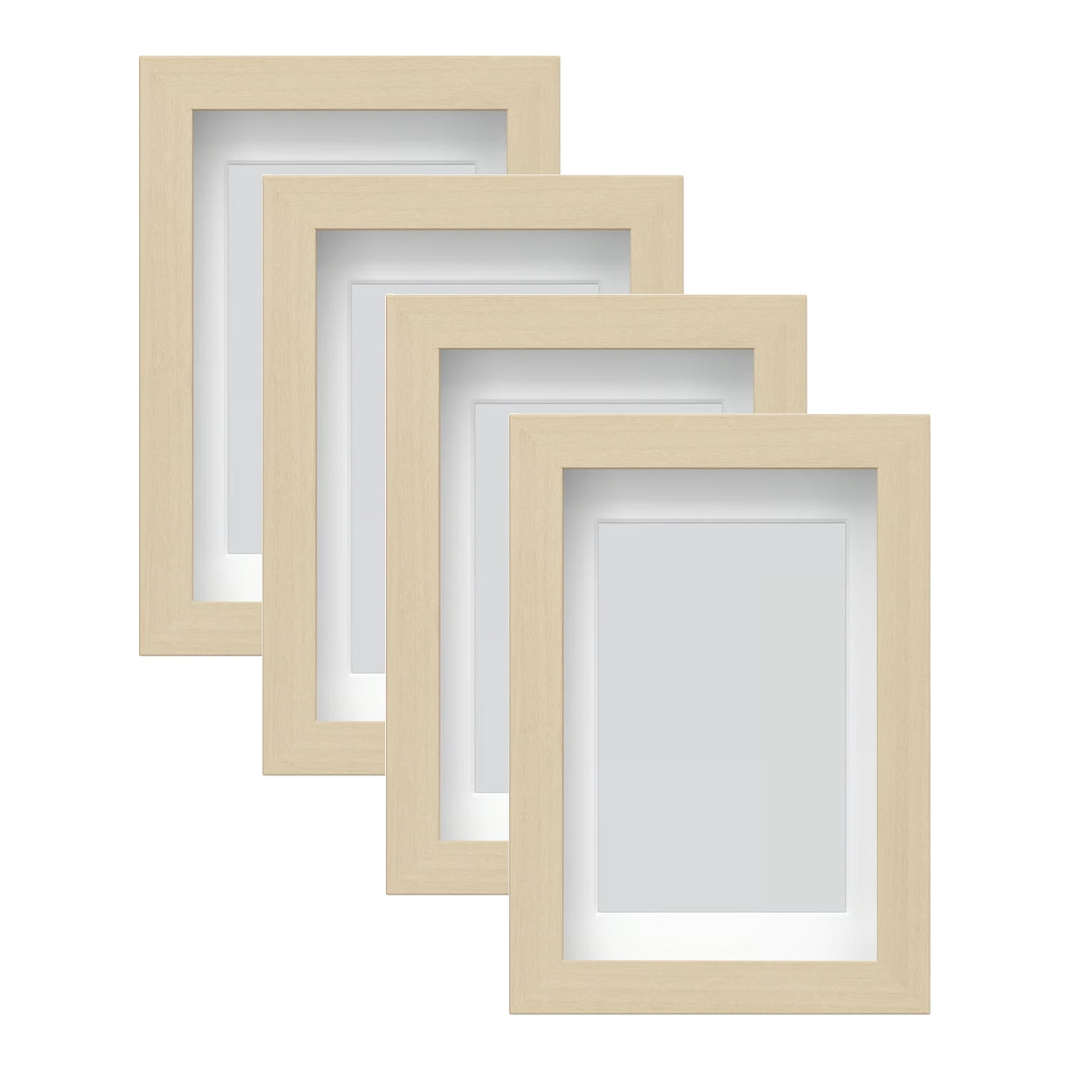Frame, birch effect, 4x6 Picture Frames,mat,Set of 4 for Tabletop and ...