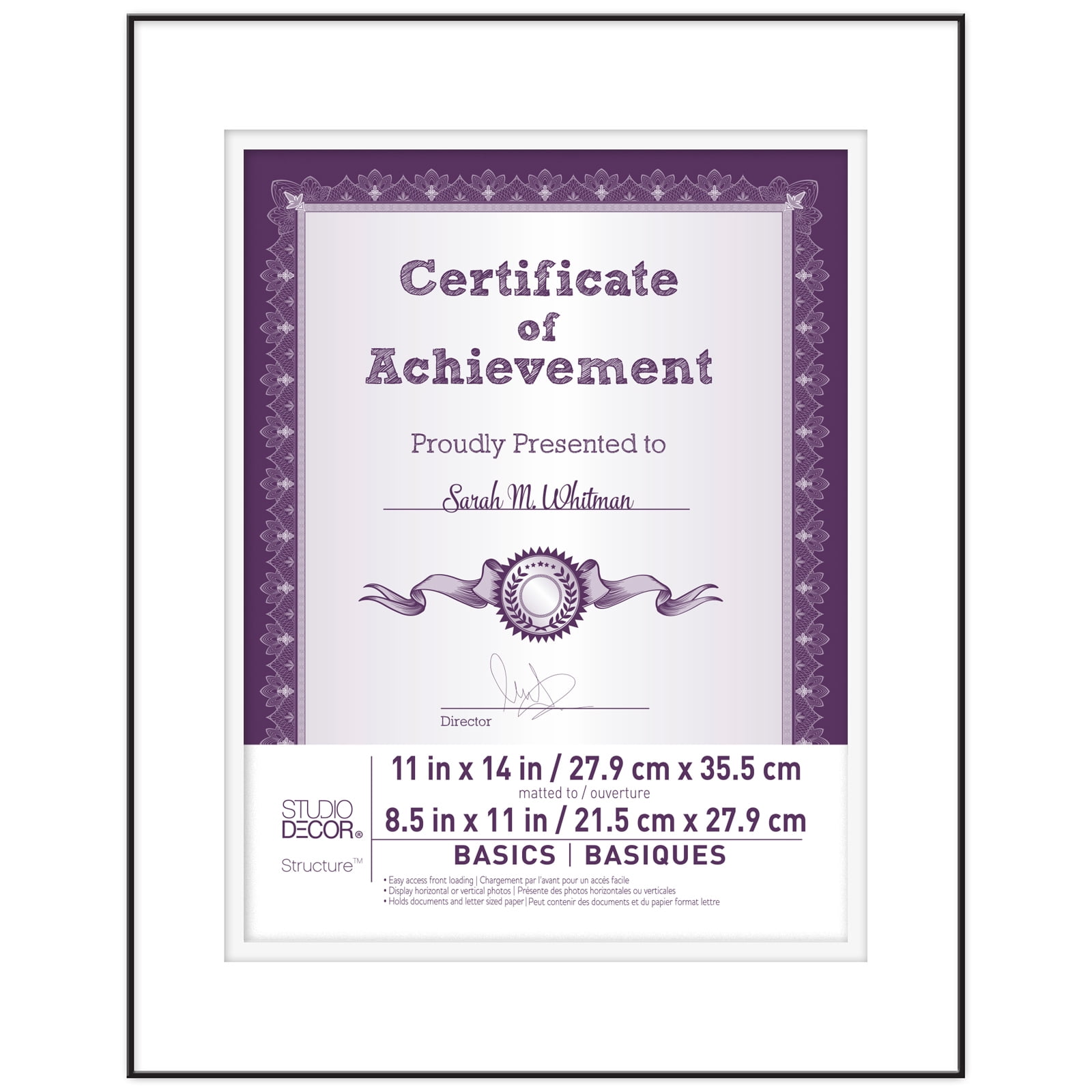 Frame with Double Mat - Basics by Studio Décor – 11" x 14" Black Front ...