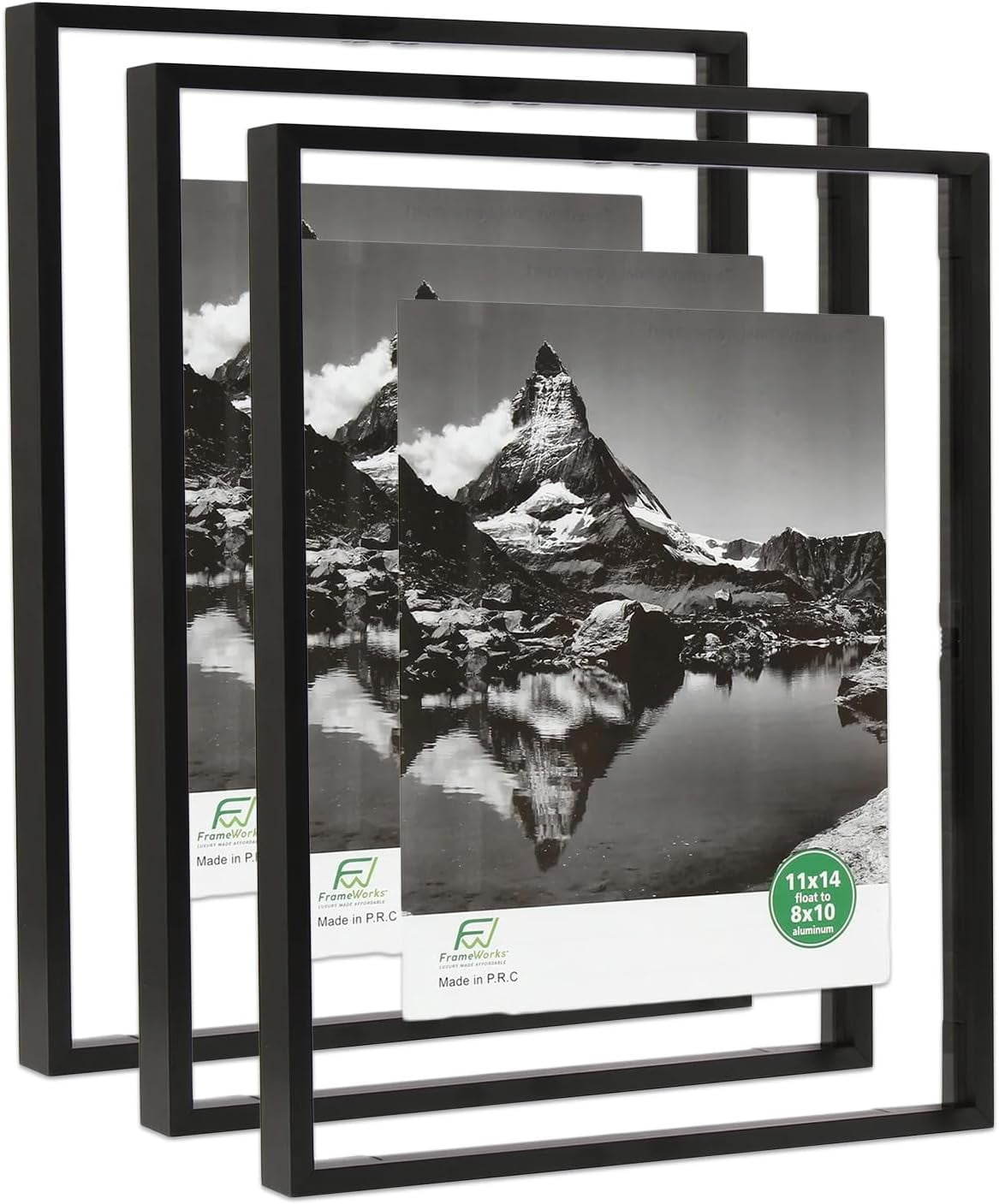 FrameWorks 11”x14” (3-Pack) Deluxe Black Aluminum Contemporary Style ...