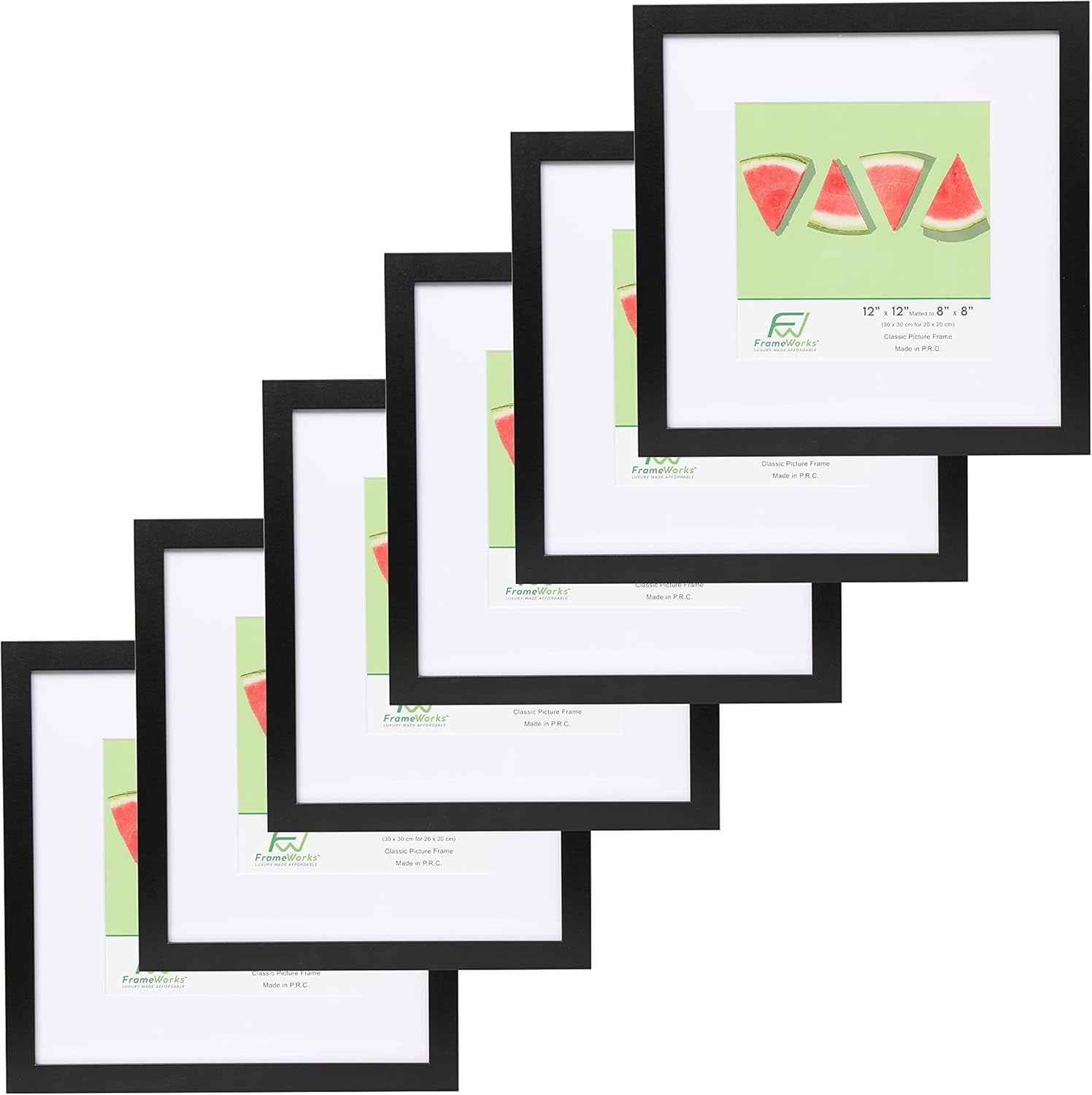 FrameWorks 12x12 mat to 8x8 Classic Wooden Picture Frames With Tempered ...