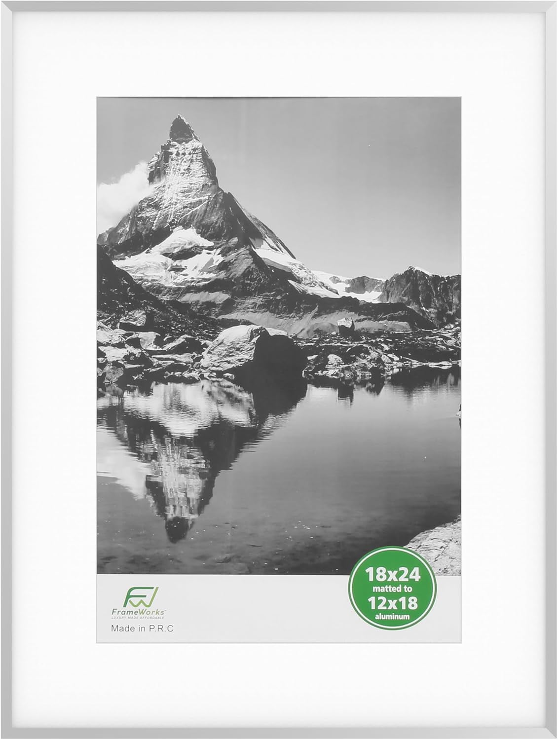 FrameWorks 18”x24” with 12”x18” Mat – Silver Deluxe Modern Aluminum ...