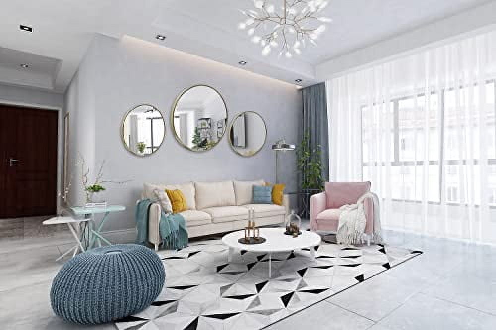 FrameWorks 28" Deluxe Contemporary Brass Gold Circular Aluminum Mirror ...