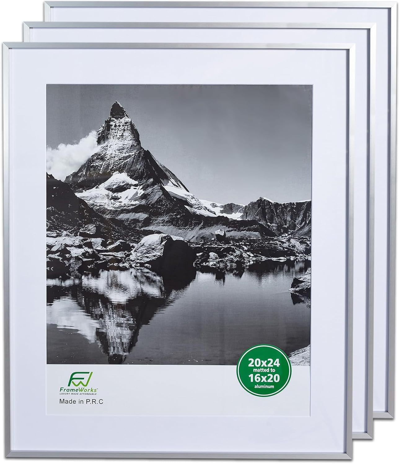 FrameWorks 3-Pack 20”x24” with 16”x20” Mat – Silver Deluxe Modern ...