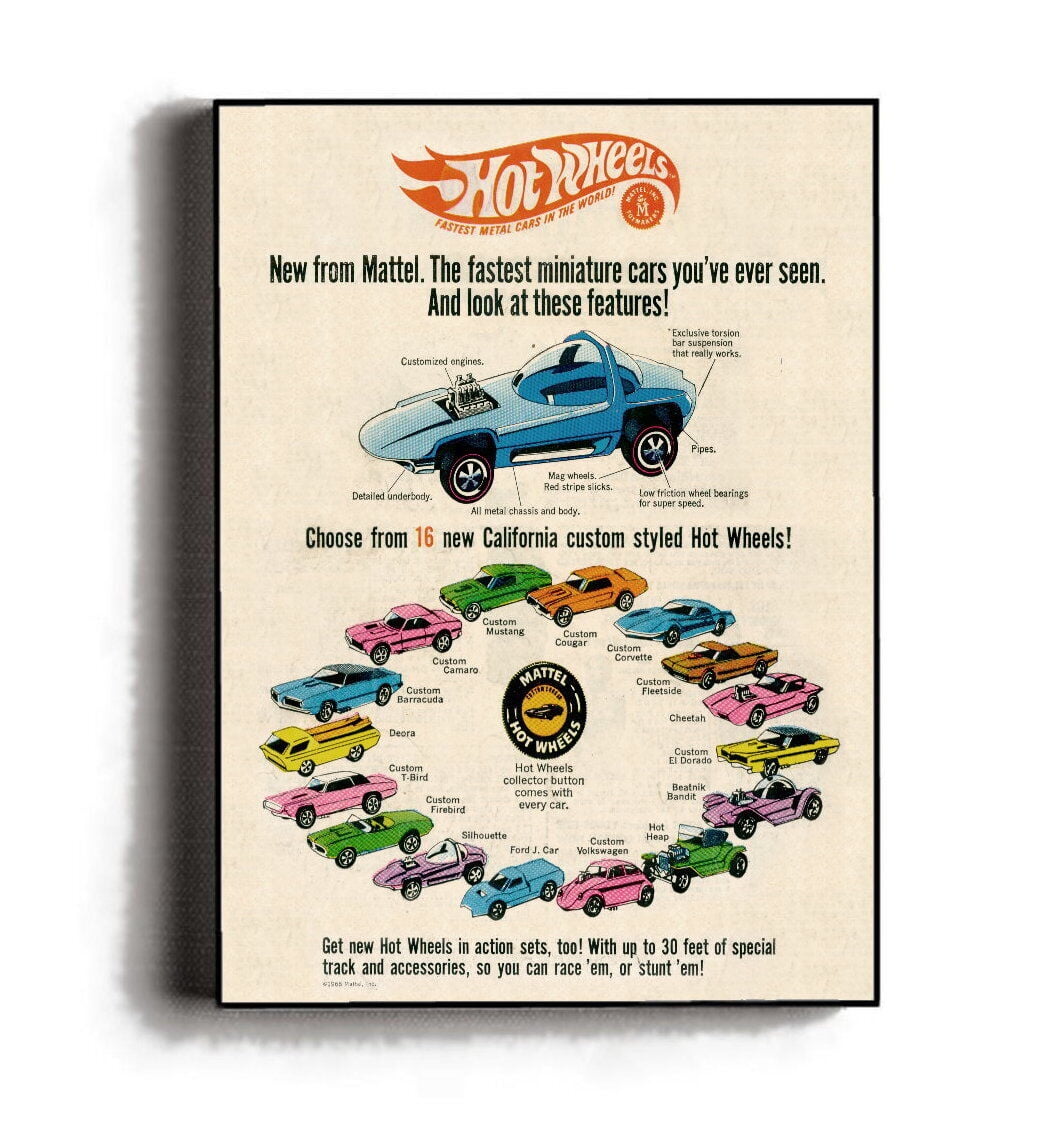 Framed 1968 Hot Wheels First Ever Set Vintage Comic Book Magazine Ad ...