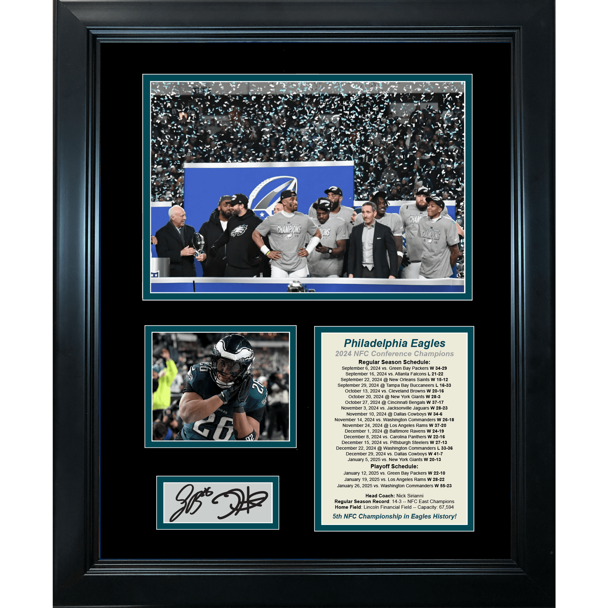 Framed 2024 Philadelphia Eagles NFC Champions Saquon Barkley Jalen ...