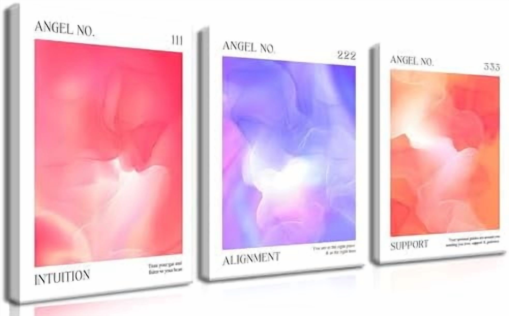 Framed 3Pcs Aura Canvas Wall Art Gradient Angel Number Poster Positive ...