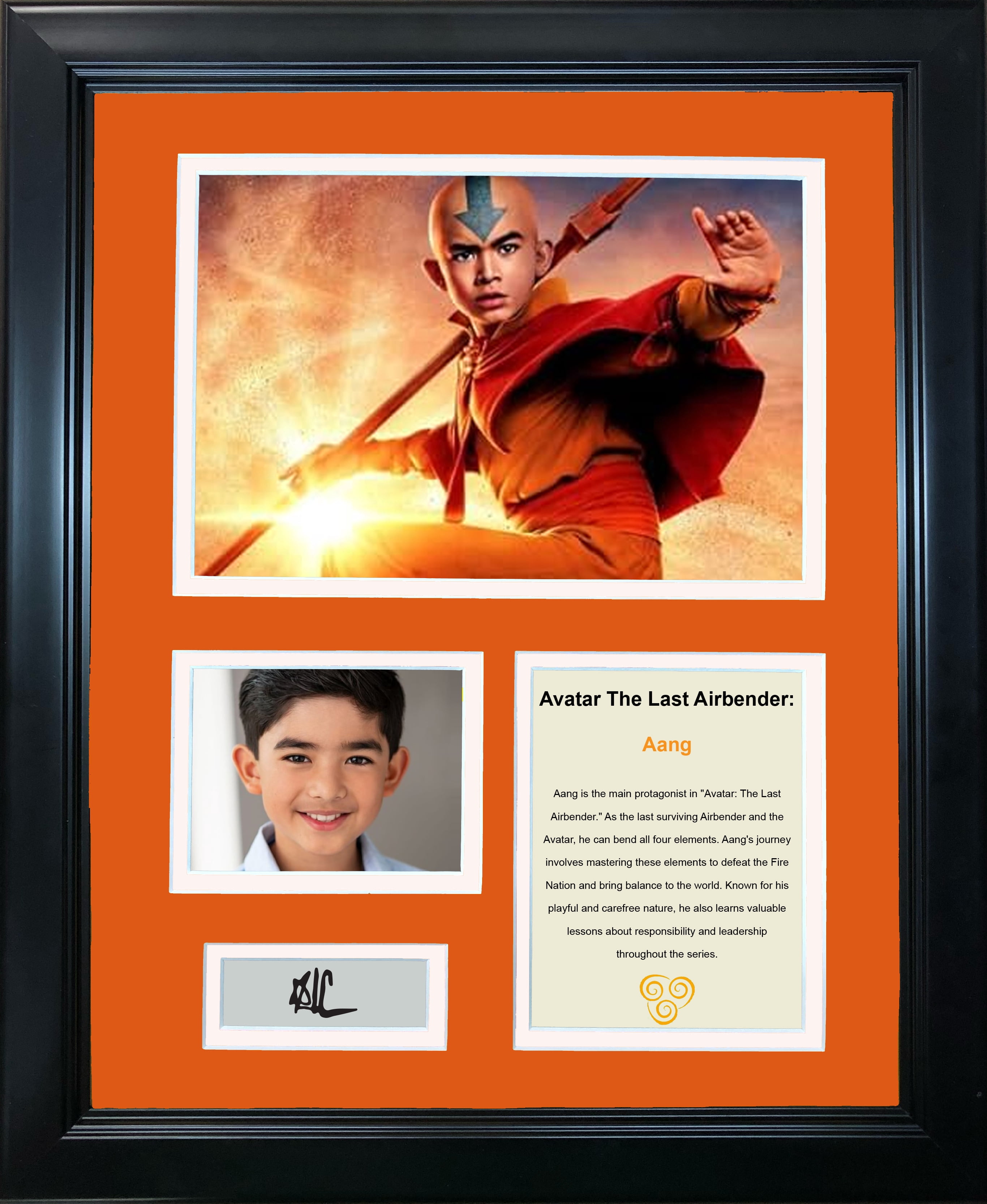Framed Aang Avatar Facsimile Laser Engraved Signature Auto 11"x14"Photo ...