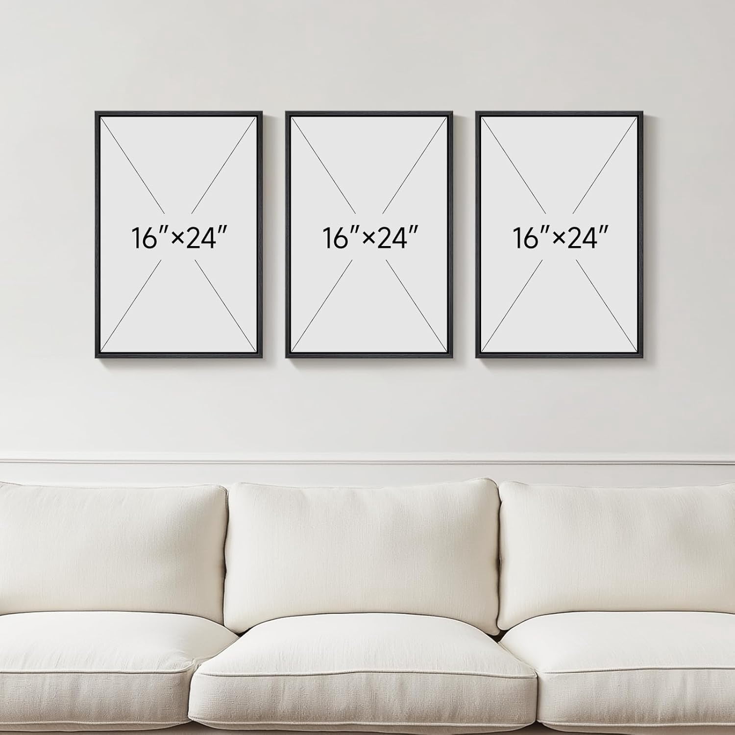 Framed Abstract Black Flower Wall Art, 3 Pieces Vintage Boho Botanical ...