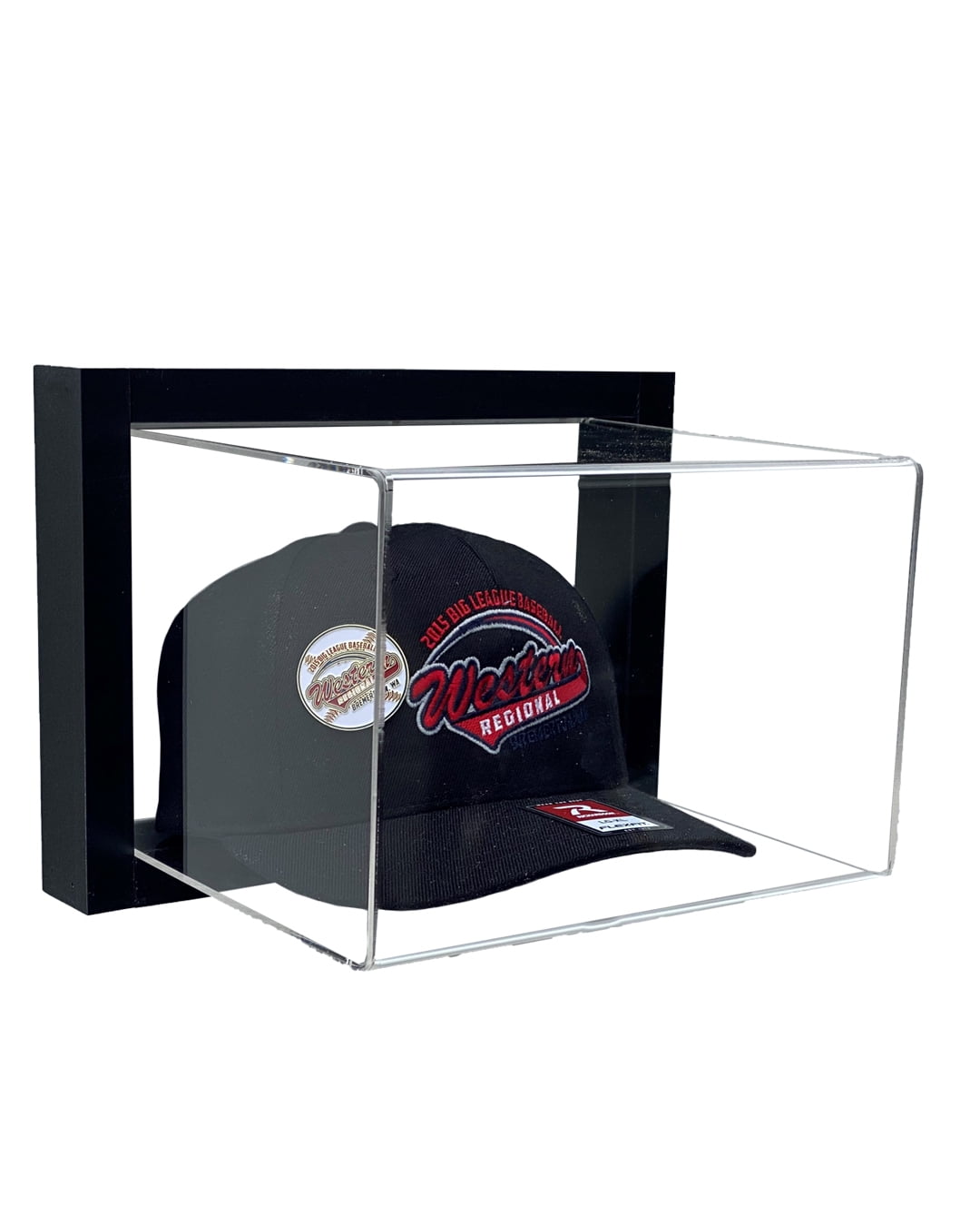 Framed Acrylic Wall Mount Hat Display Case UV Protecting Secure Mount ...