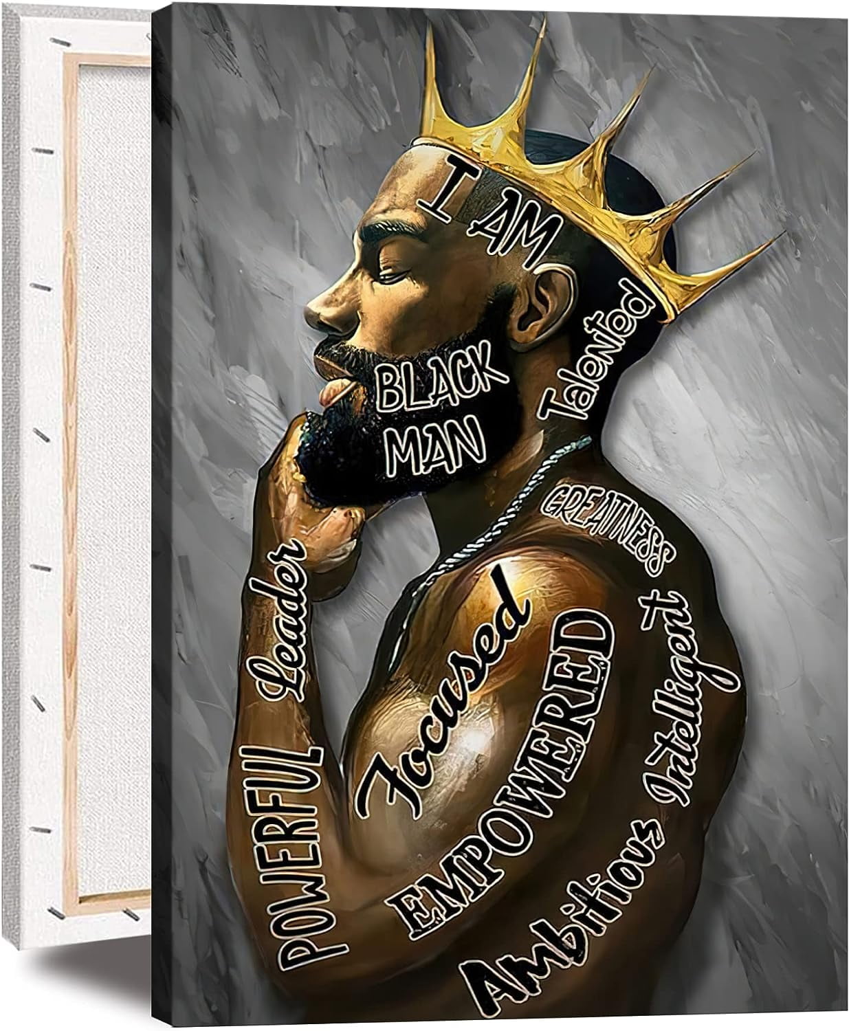 Framed African American Wall Art Man Portrait Wall Art Inspirational Black Man Motivational ...