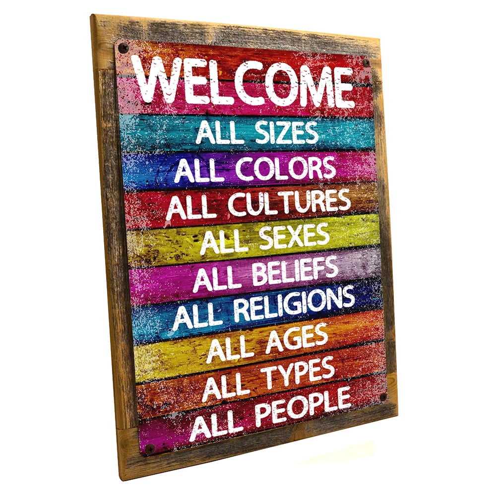 Framed All Welcome 9"x12" Metal Sign, Wall Decor for Office or Meeting ...