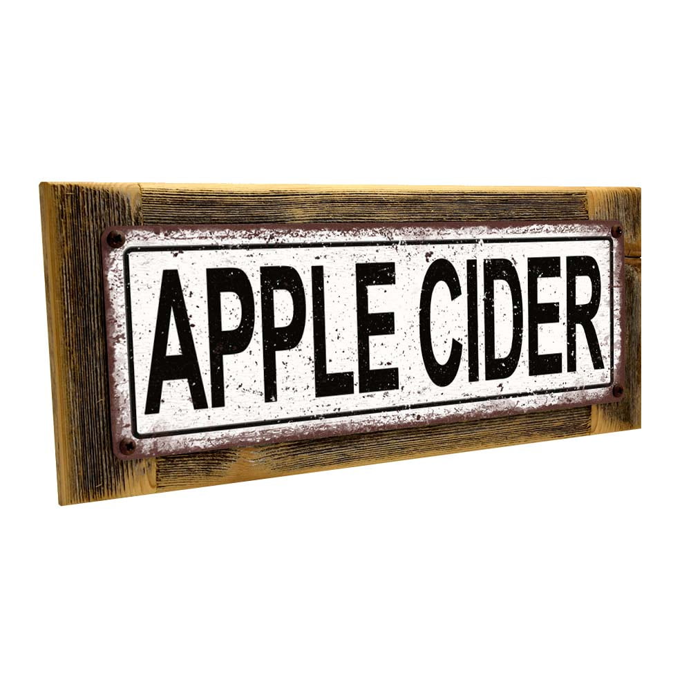 Framed Apple Cider 4"x12" Metal Sign, Wall Décor for Seasonal and ...