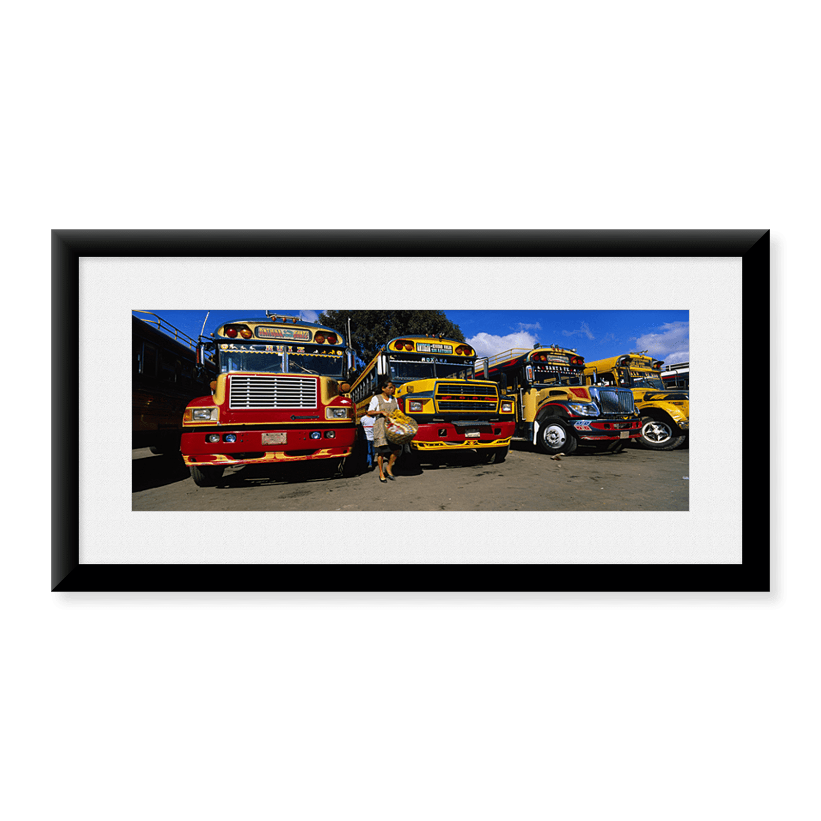 Framed Art Print, Buses Parked In A Row At A Bus Station by Panoramic ...