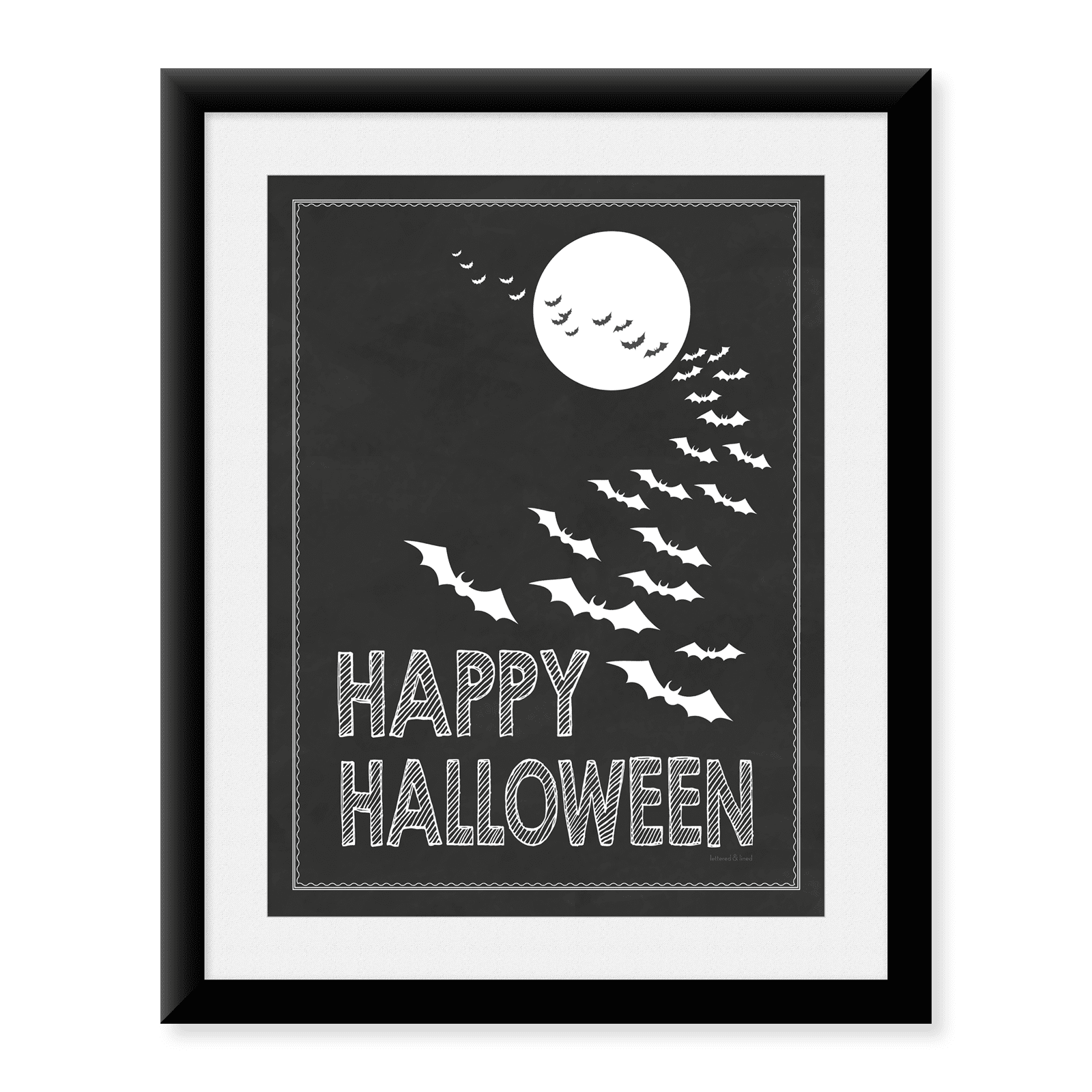 Framed Art Print, Happy Halloween by lettered & lined, 17-7/8" x 21-7/8 ...
