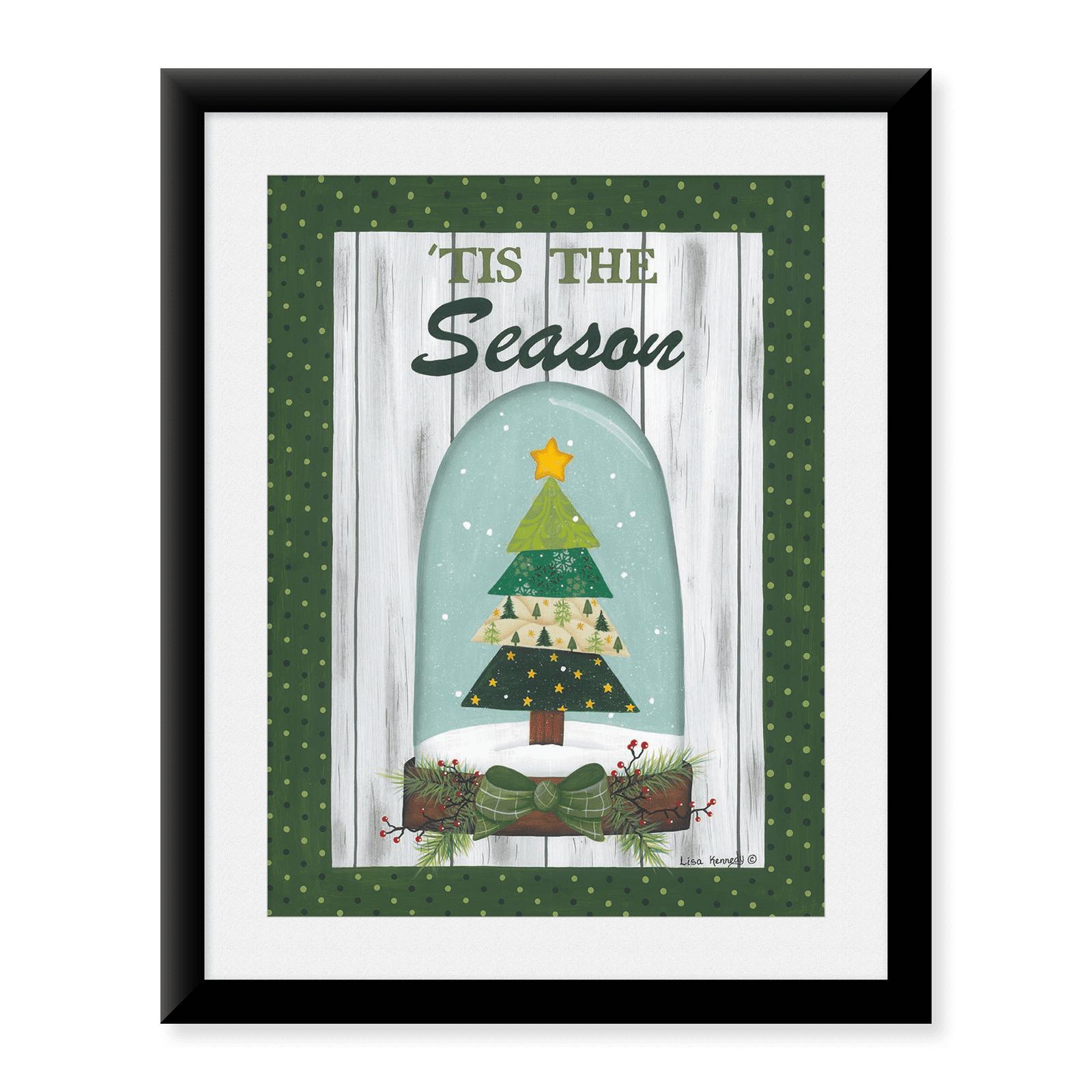 Framed Art Print, Tree Snow Globe by Lisa Kennedy, 17-7/8" x 21-7/8 ...