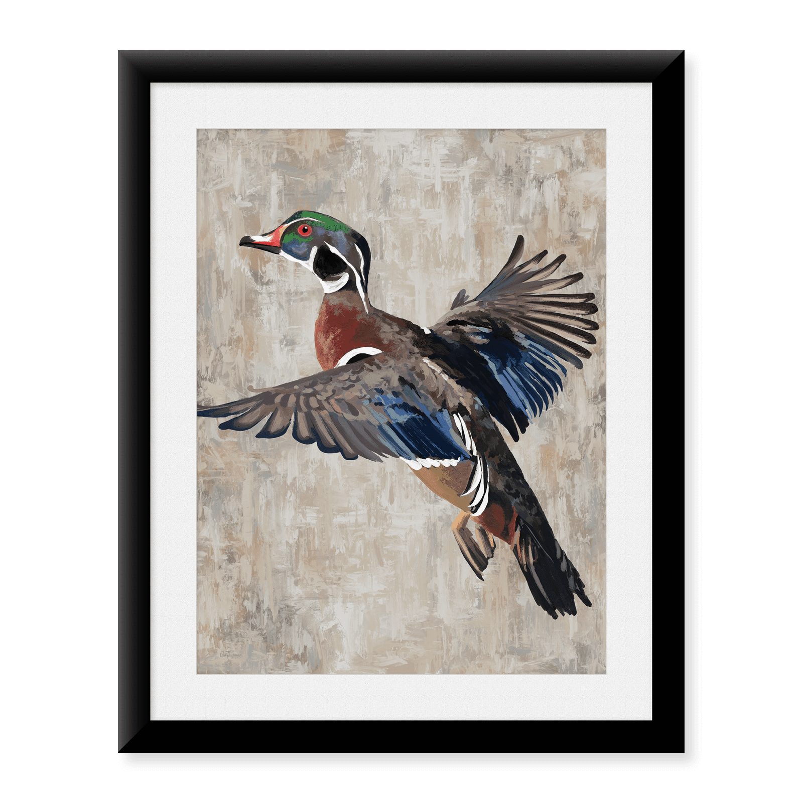 Framed Art Print, Wood Duck by Cat Thurman Designs, 17-7/8" x 21-7/8 ...