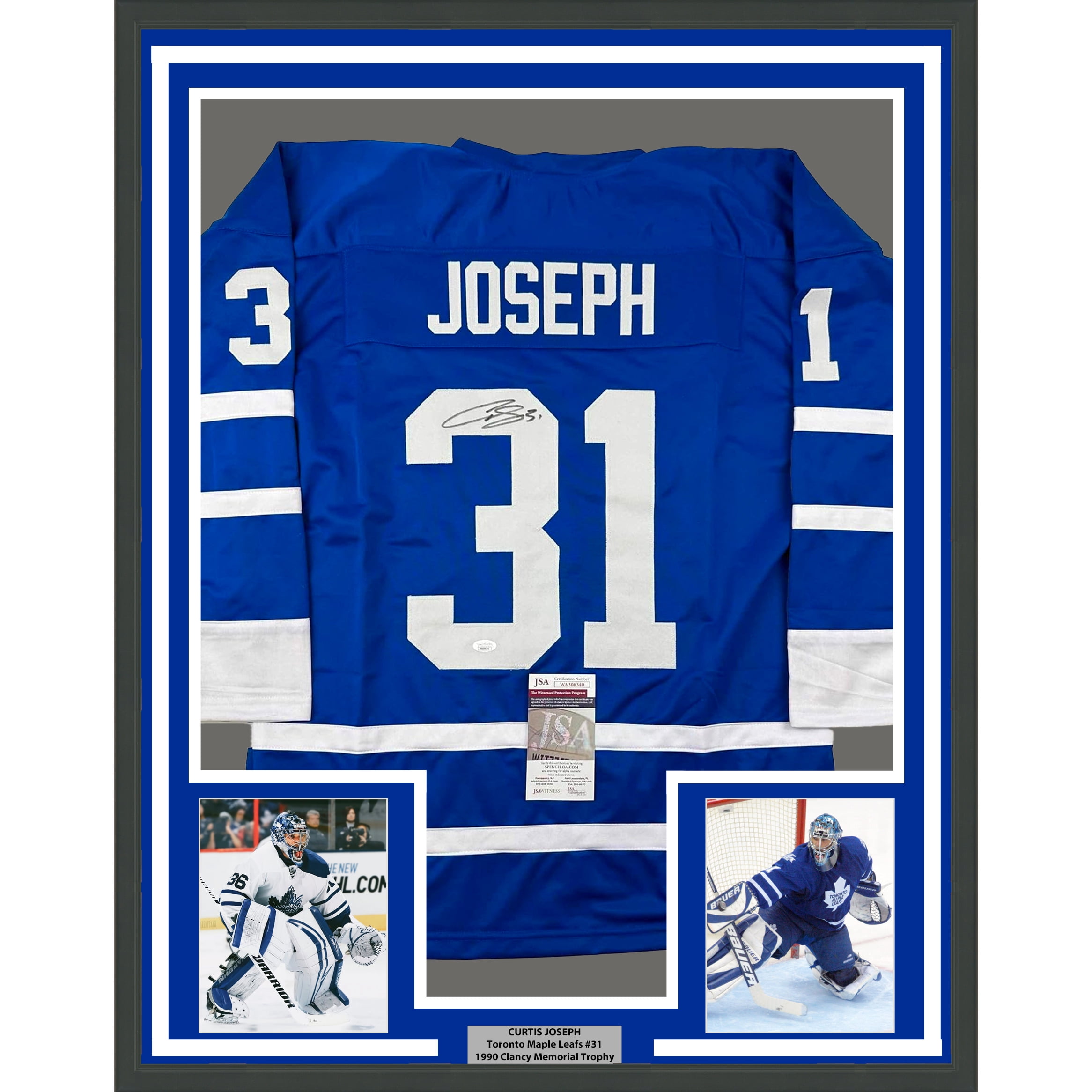 Framed Autographed/Signed Curtis Joseph 35x39 Toronto Blue Hockey ...