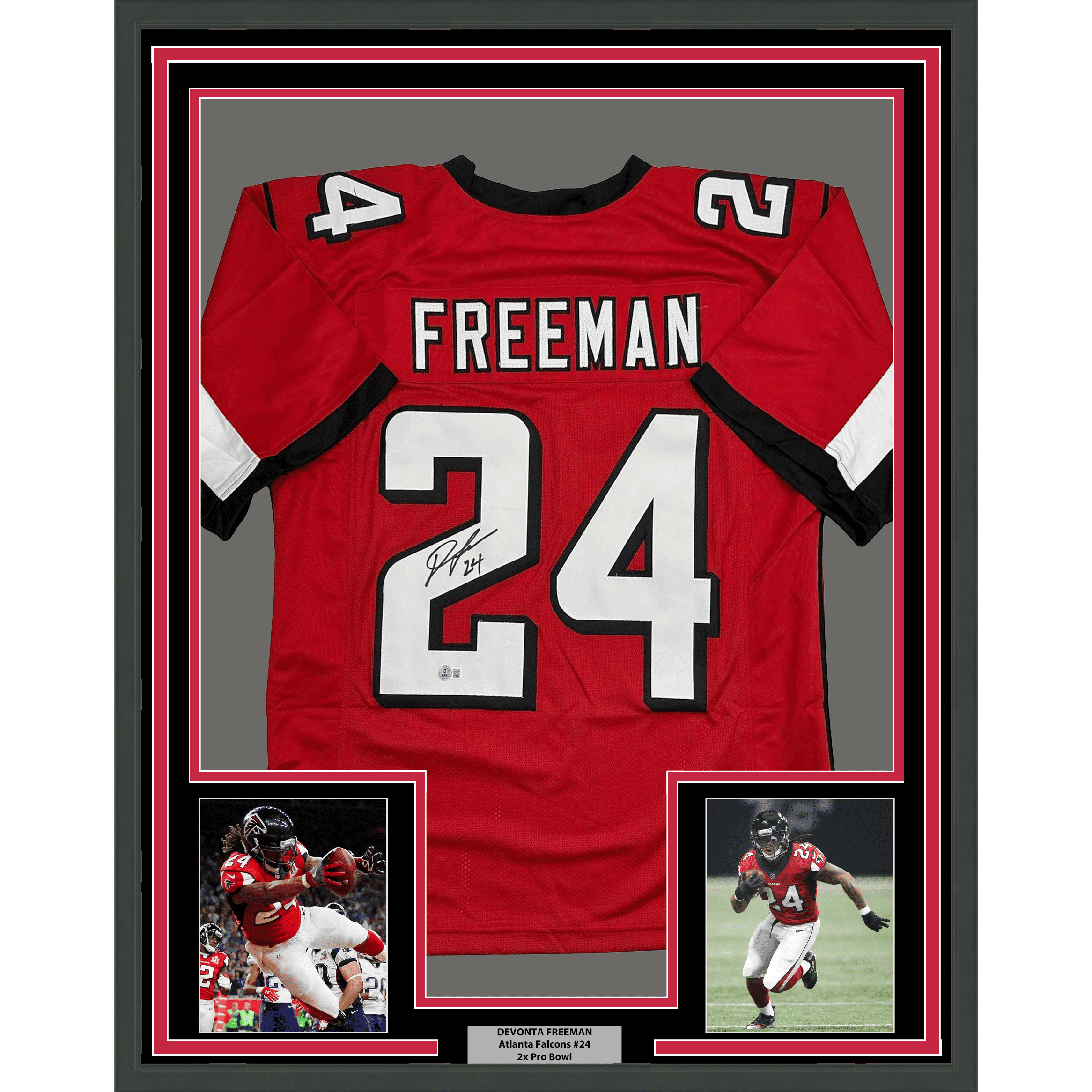 Framed Autographed/Signed Devonta Freeman 35x39 Atlanta Red Football ...
