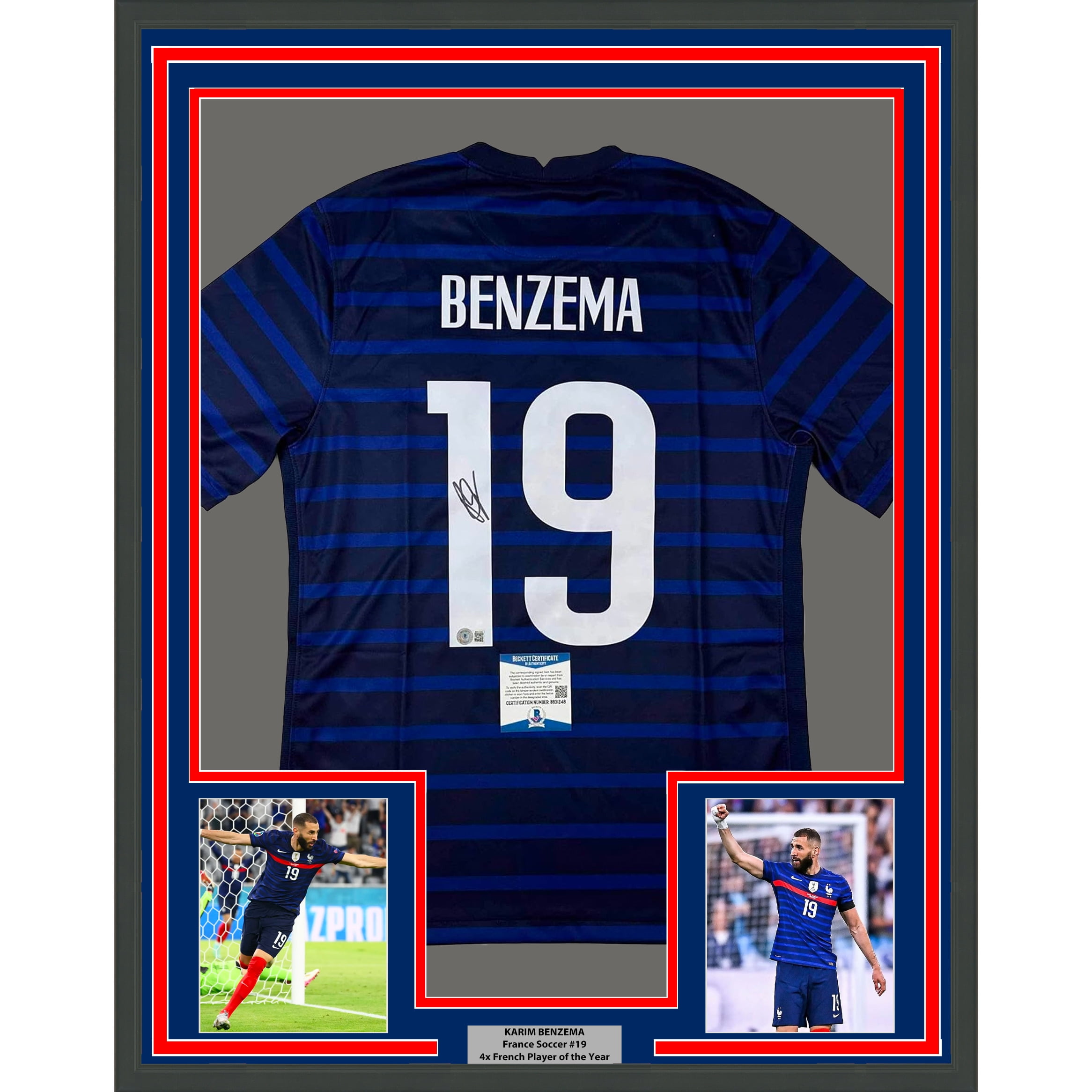 Framed Autographed/Signed Karim Benzema 35x39 France French National ...