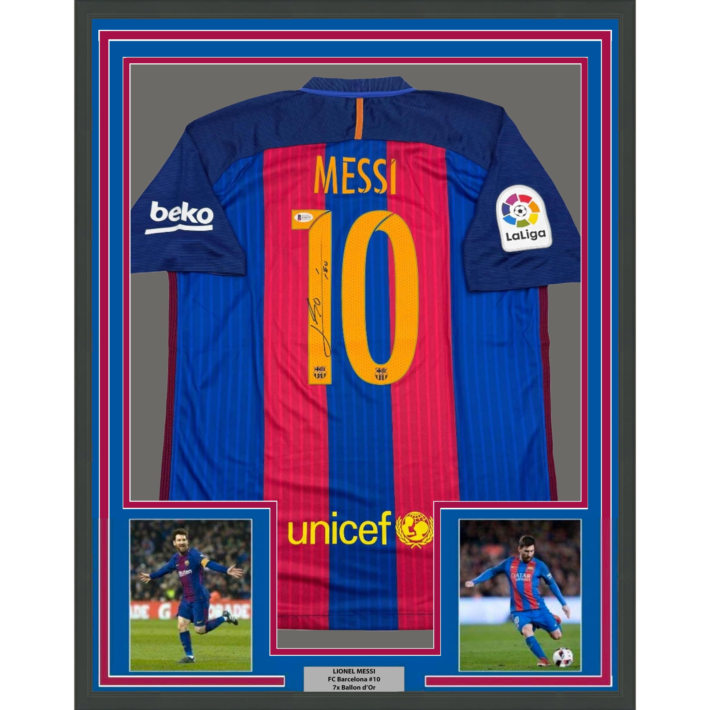 Framed Autographed/Signed Lionel Leo Messi 35x39 FC Barcelona Soccer ...