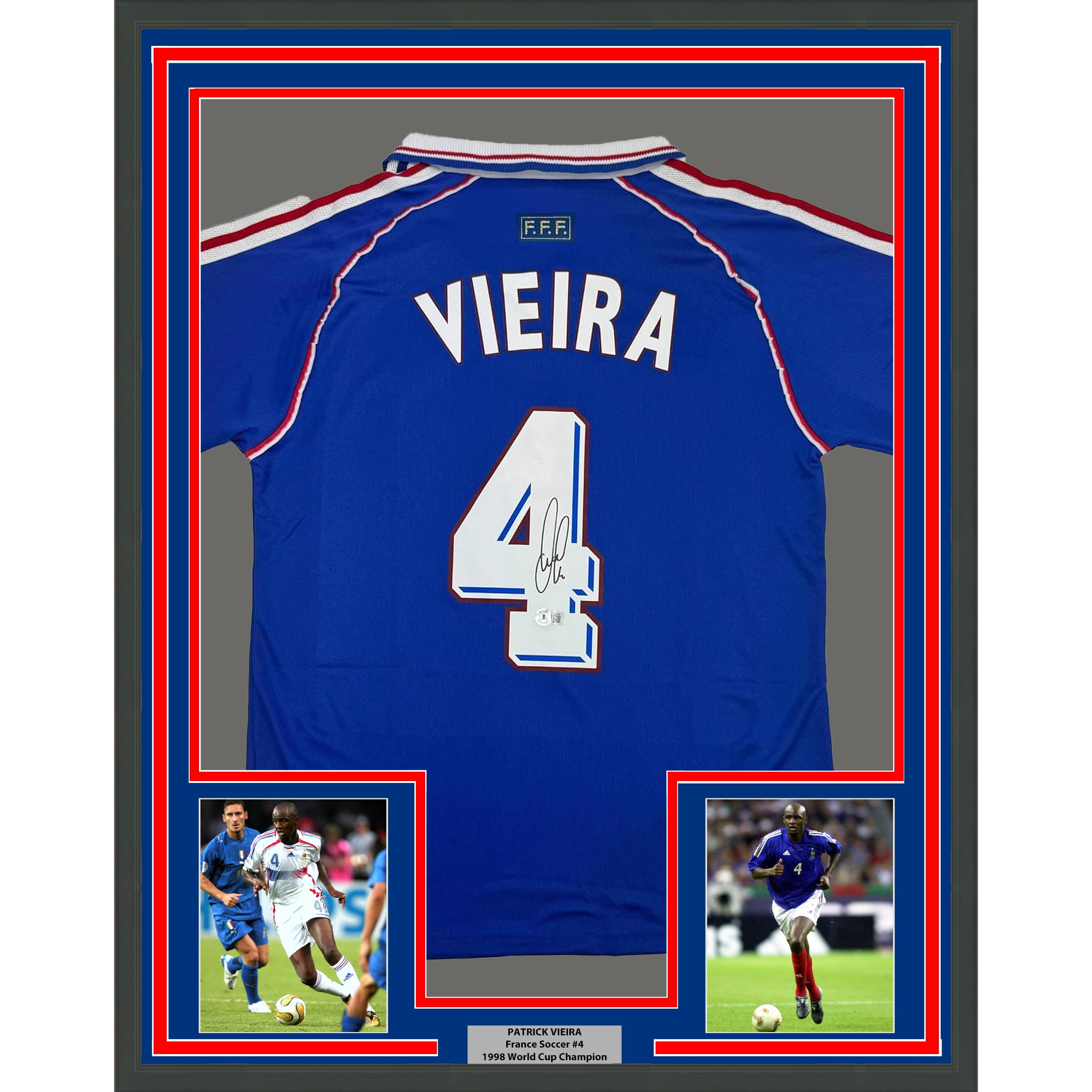 Framed Autographed/Signed Patrick Vieira 35x39 France French National ...