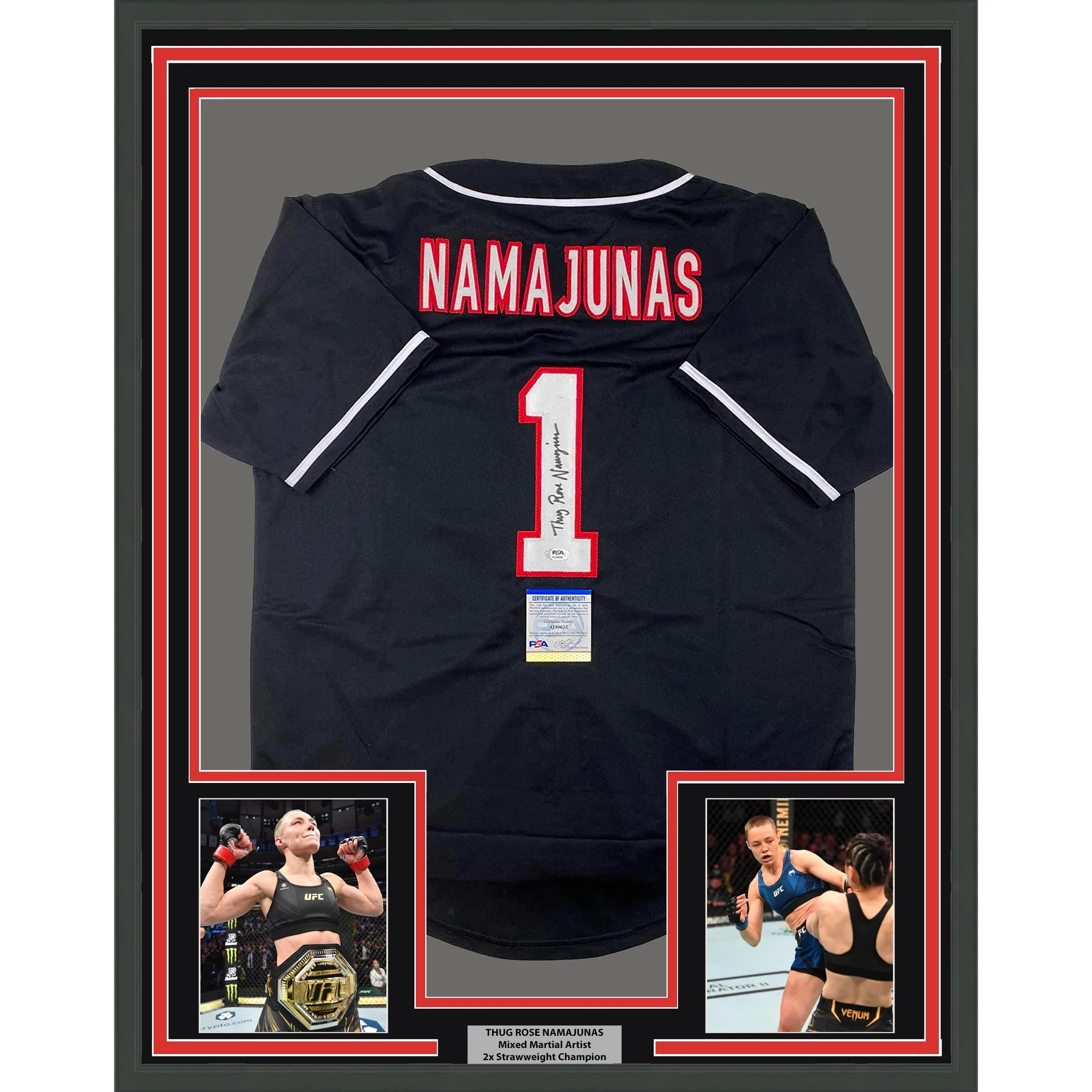 Framed Autographed/Signed Thug Rose Namajunas 35x39 UFC MMA Black ...