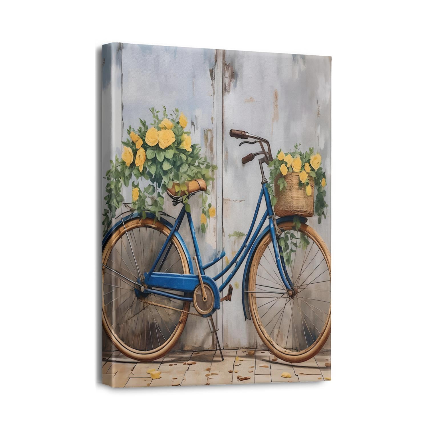 Framed Beach Canvas Print Ocean Bicycle Scene in Teal Aqua Blue, Ideal ...