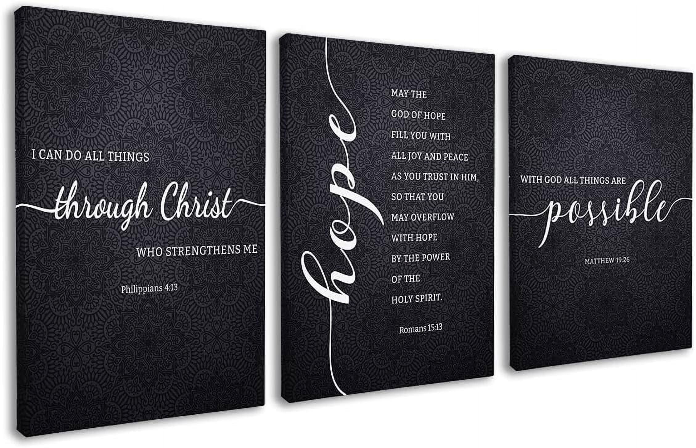 Framed Bible Verse Wall Art, Black Scripture Prints Set of 3, I Can Do ...