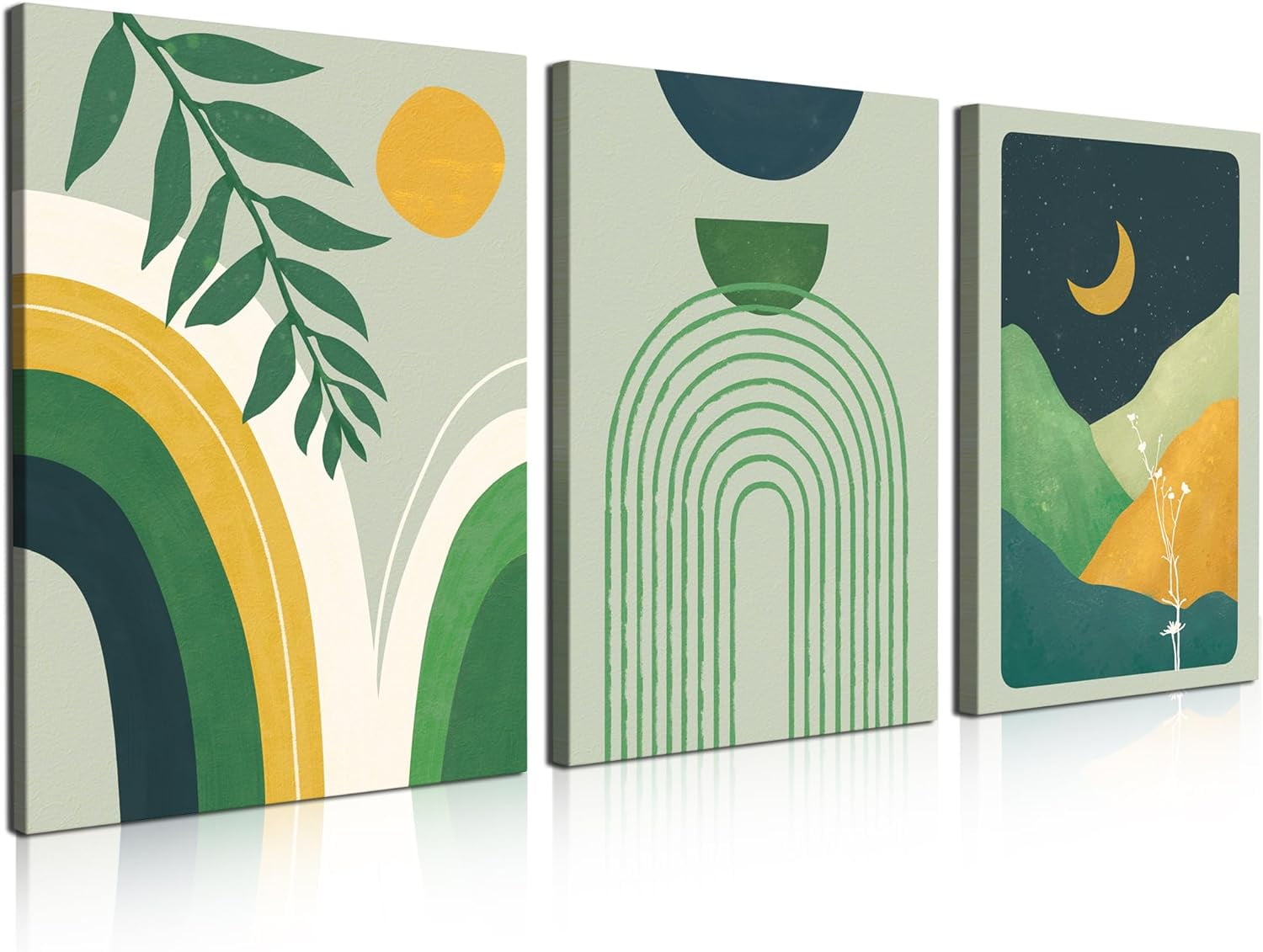 Framed Boho Wall Art Set of 3 Boho Wall Decor Mid Century Modern Wall ...