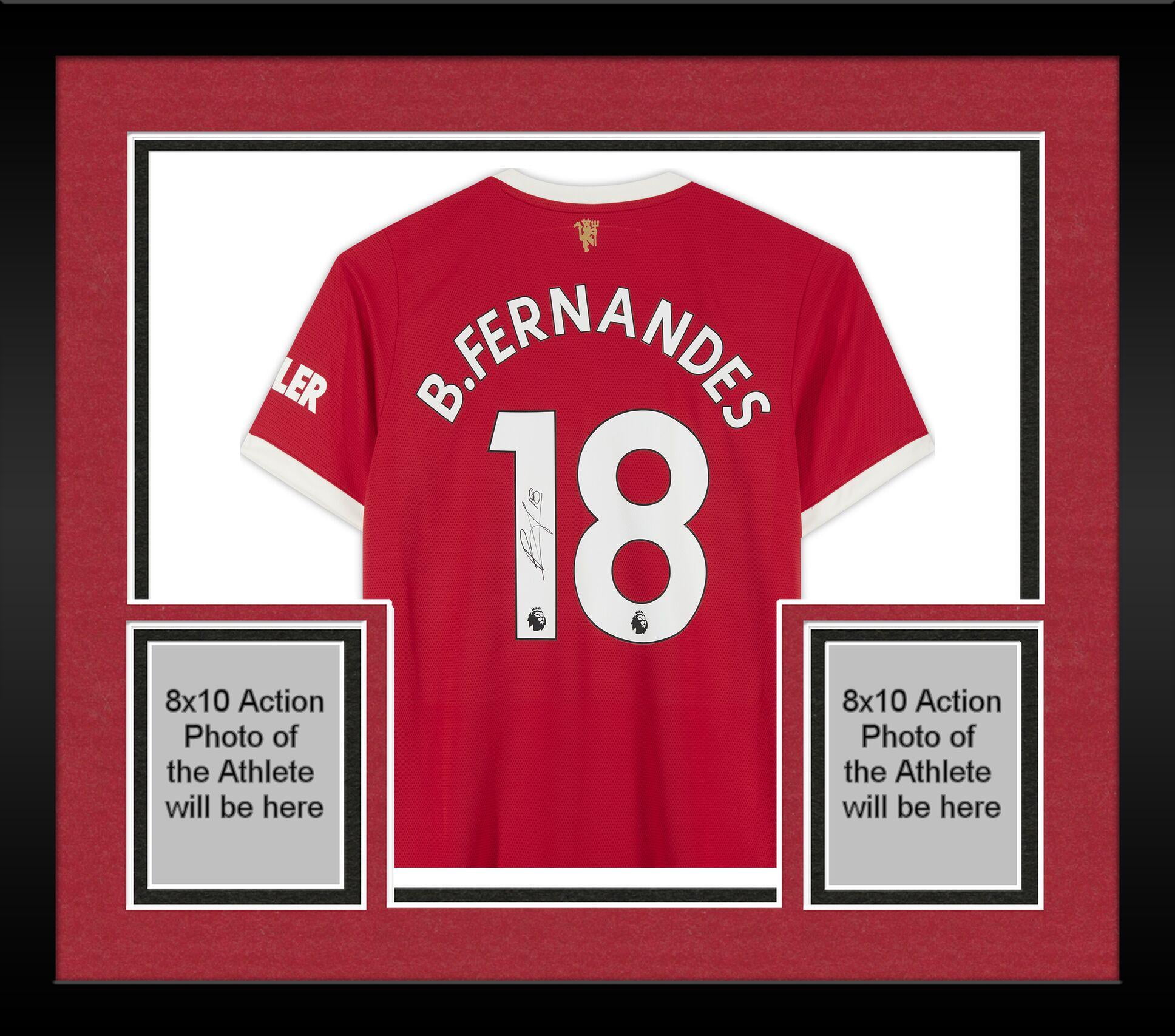 Framed Bruno Fernandes Manchester United F.C. Autographed 2021-22 Home ...