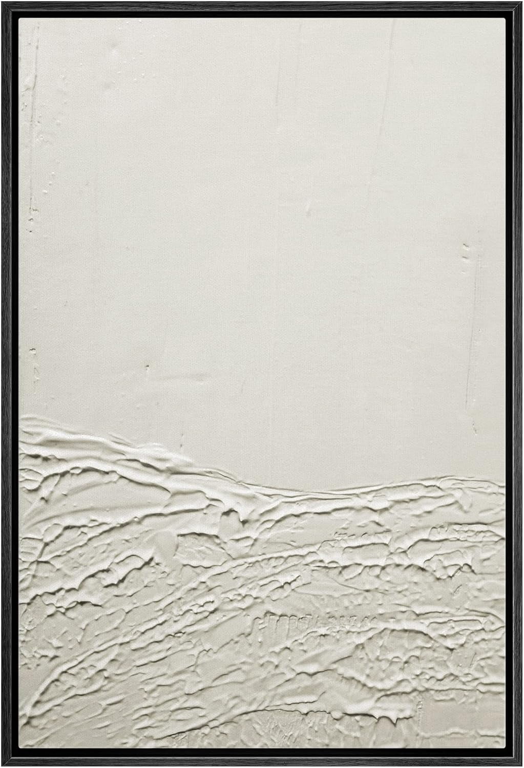 Framed Canvas Print Wall Art Minimalist White Paint Stroke ge Abstract ...