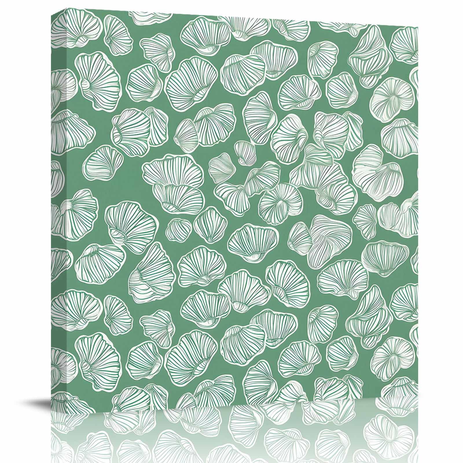 Framed Canvas Wall Art for Living Room Green Conch Shell Wall Decor ...