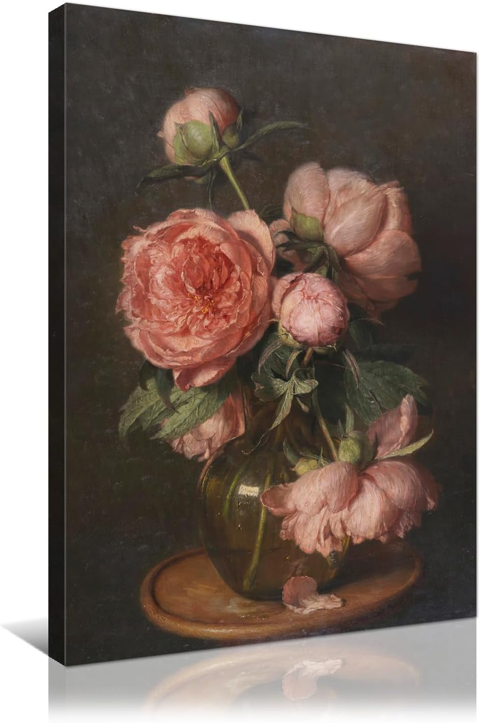 Framed Canvas Wall Art Painting Print Vintage Flower Wall Decor Pink ...