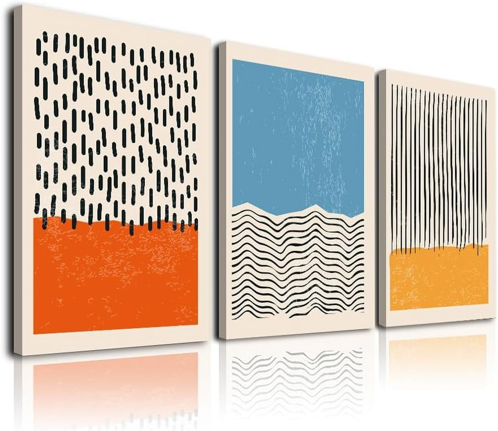 Framed Canvas Wall Art Set of 3, Abstract Color Blocks Shapes ...