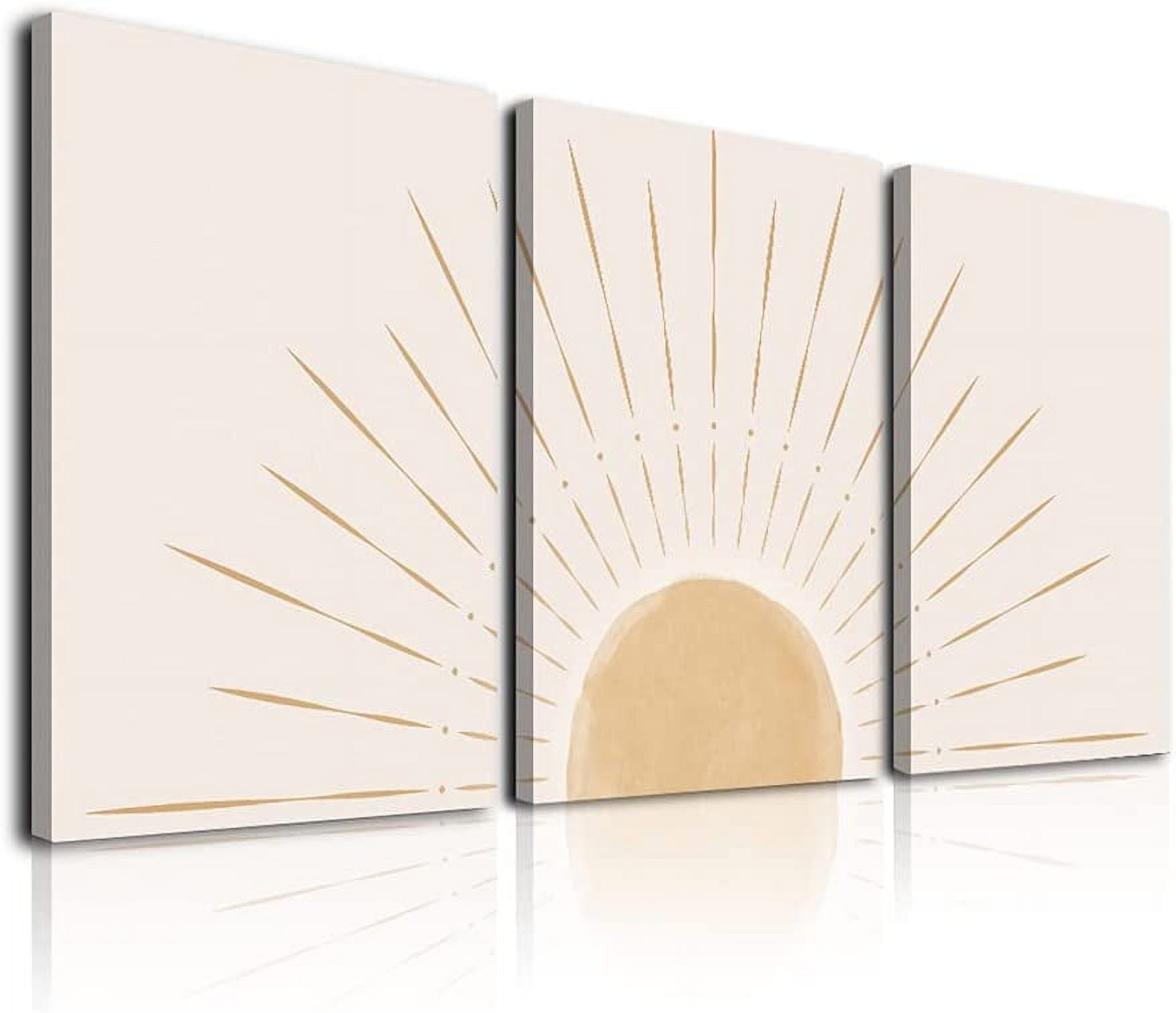 Framed Canvas Wall Art Yellow Sun Rising on the Horizon Geometric ...