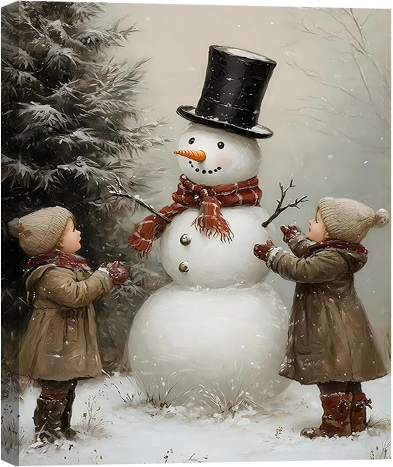 Framed Christmas Decoration, Vintage Christmas Snowman Boys Xmas Wall ...