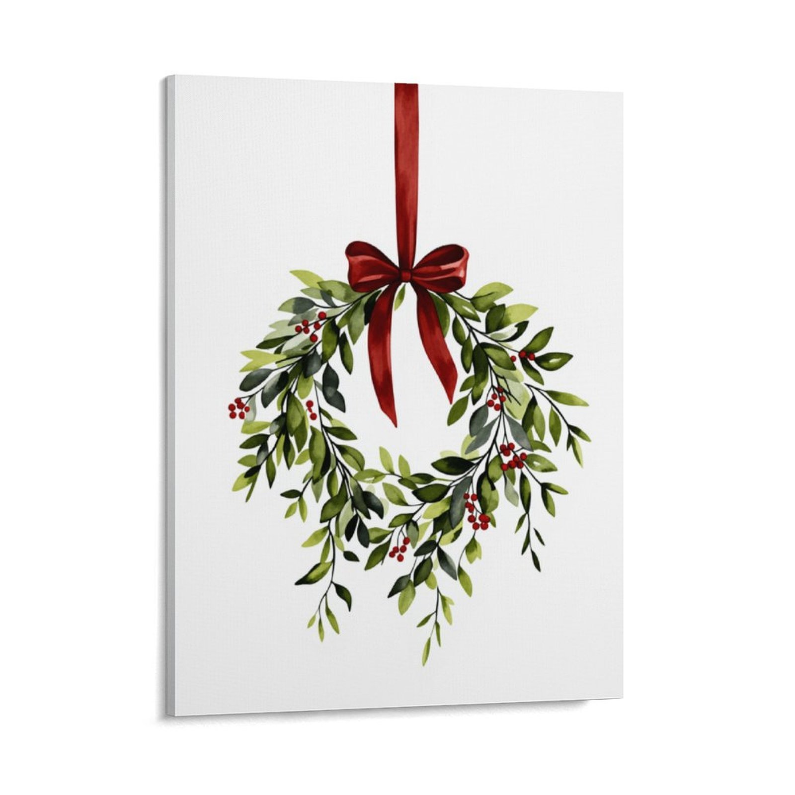 Framed Christmas Wreath Print, Christmas Bow Print Red Bow Holiday ...