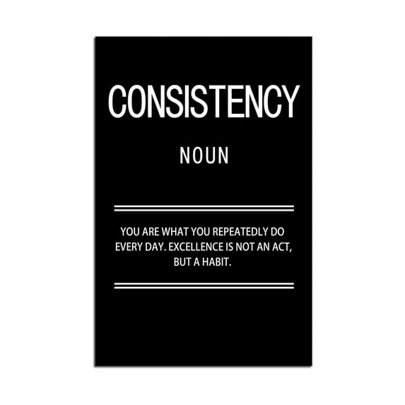 Framed Consistency Poster - Motivational Quote Canvas Wall Art, Ready ...