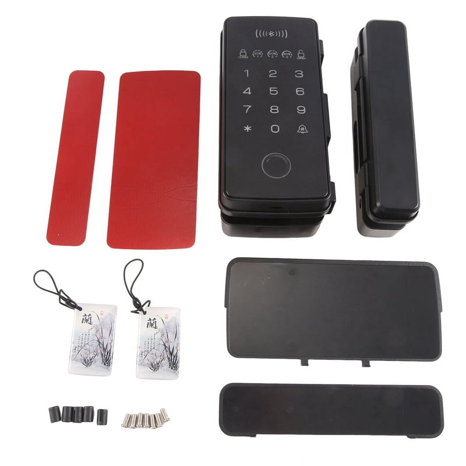 Framed Double Door No Hole Glass Door Fingerprint Lock Password Swipe ...