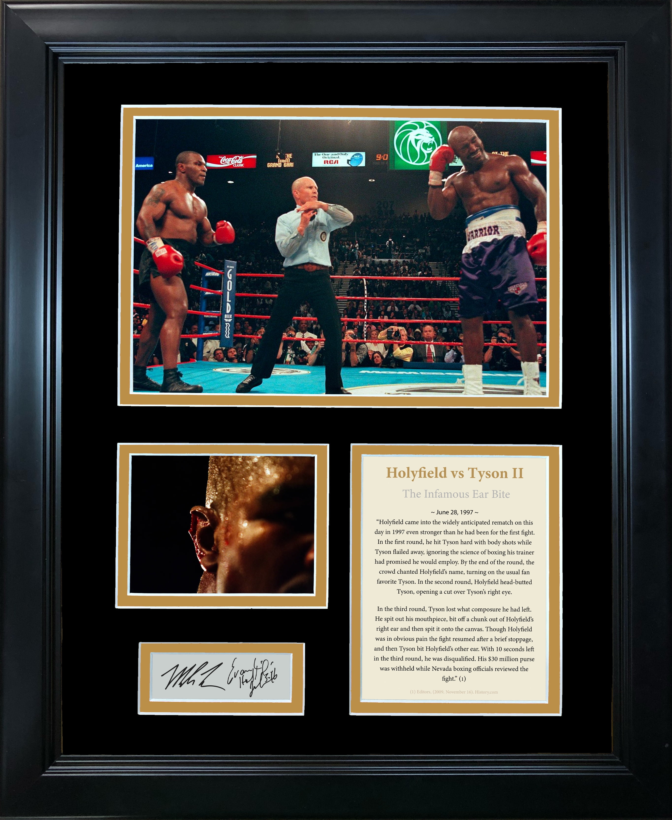 Framed Evander Holyfield vs Mike Tyson 2 Infamous Ear Bite Facsimile ...