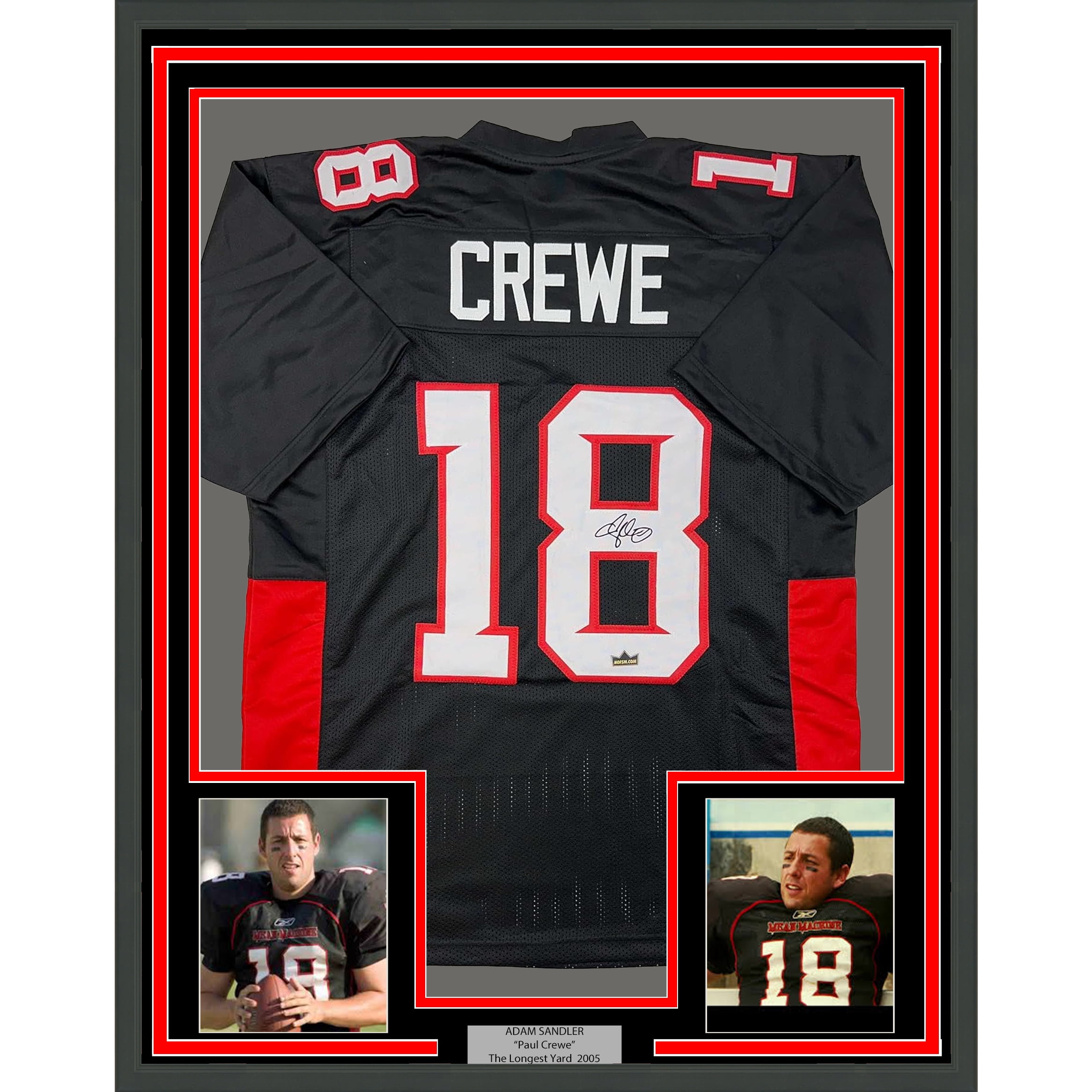 Framed Facsimile Autographed Adam Sandler Paul Crewe 35x39 Mean Machine ...