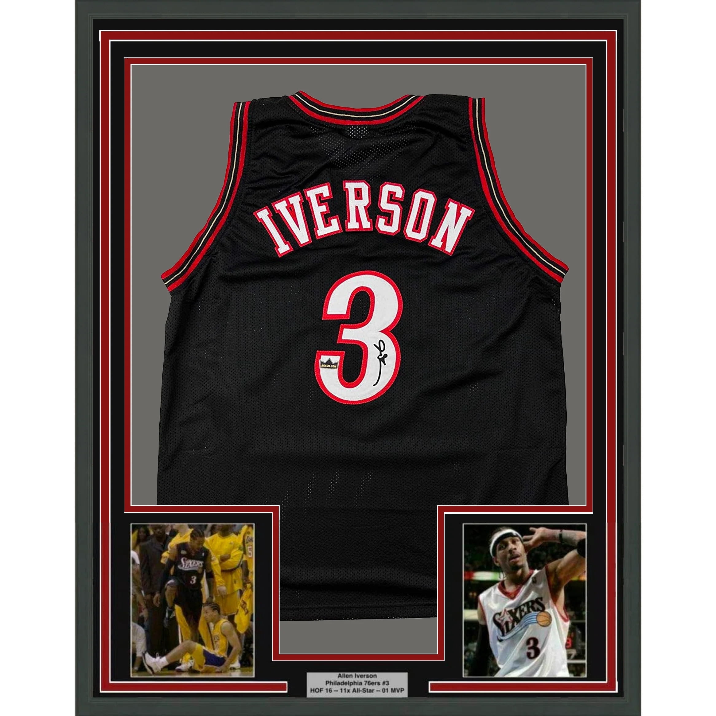 Framed Facsimile Autographed Allen Iverson 35x39 Philadelphia Black ...