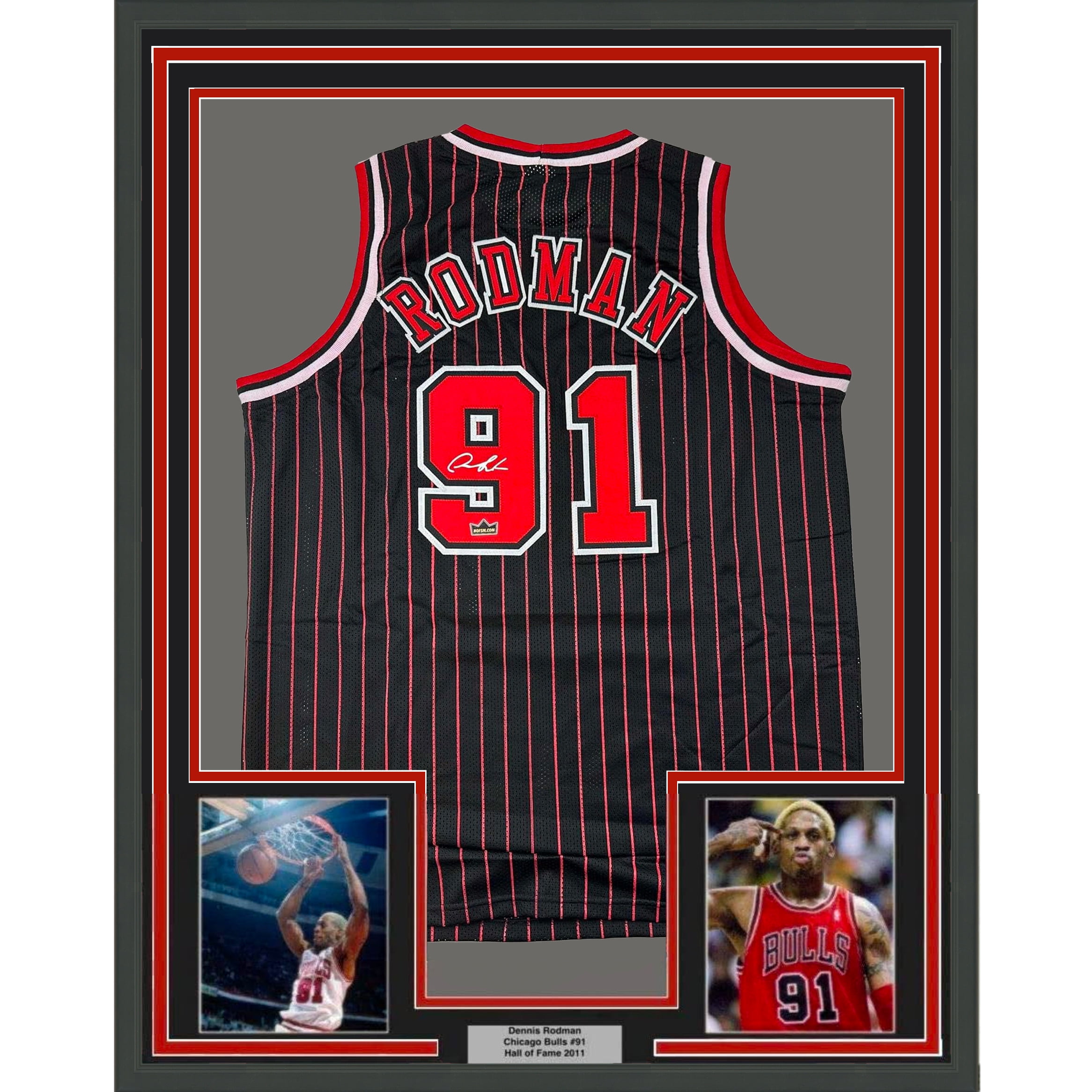 Framed Facsimile Autographed Dennis Rodman 35x39 Chicago Black ...